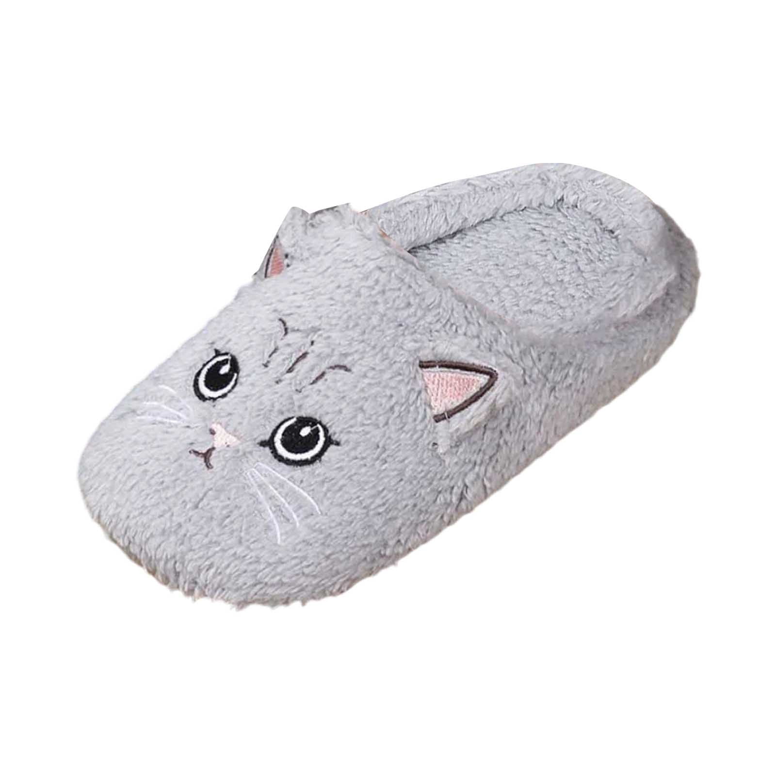 Gaexia Women's Fuzzy Cat Print Slippers Cozy Comfortable Indoor Slides ...