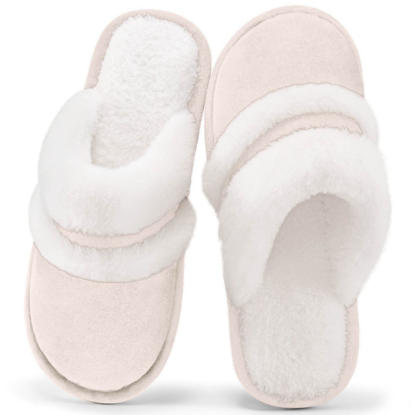 Gaexia Women's Slippers Fuzzy Indoor Shoes With Arch Support Soft ...