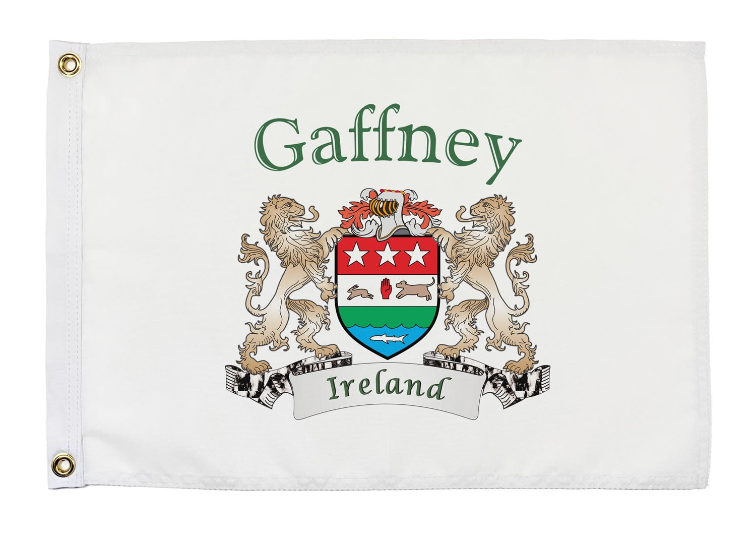 Gaffney Irish Coat of Arms Small White Flag - 16"x10.5" inches ...