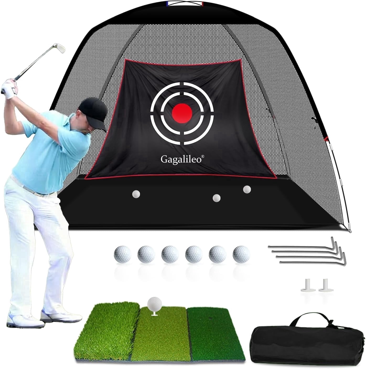 Galileo 12'X7'X6.6' Pro Black Golf Practice Hitting Net | Portable ...