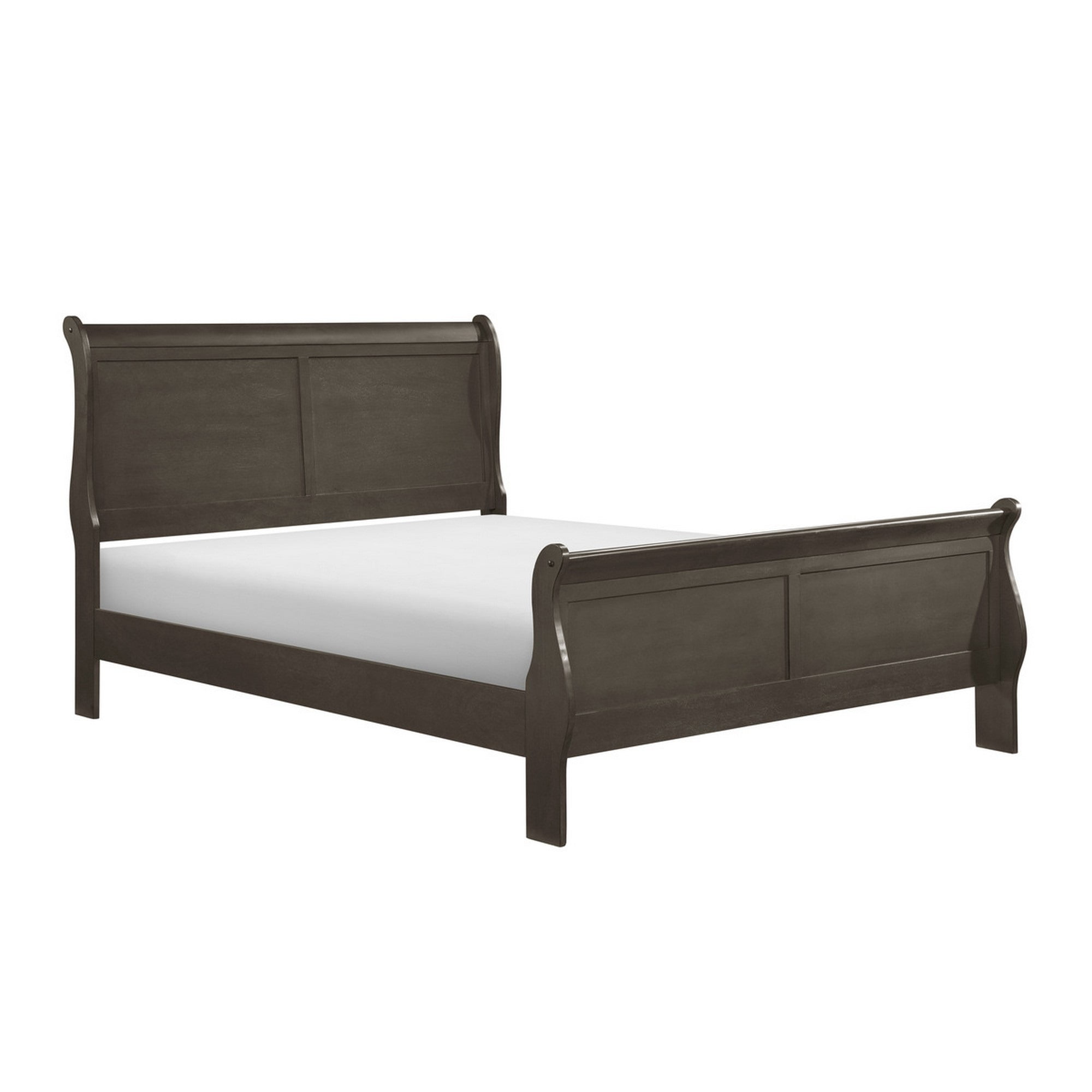 Gage Traditional Full Size Sleigh Bed, Wood Frame, Smooth Dark Gray ...