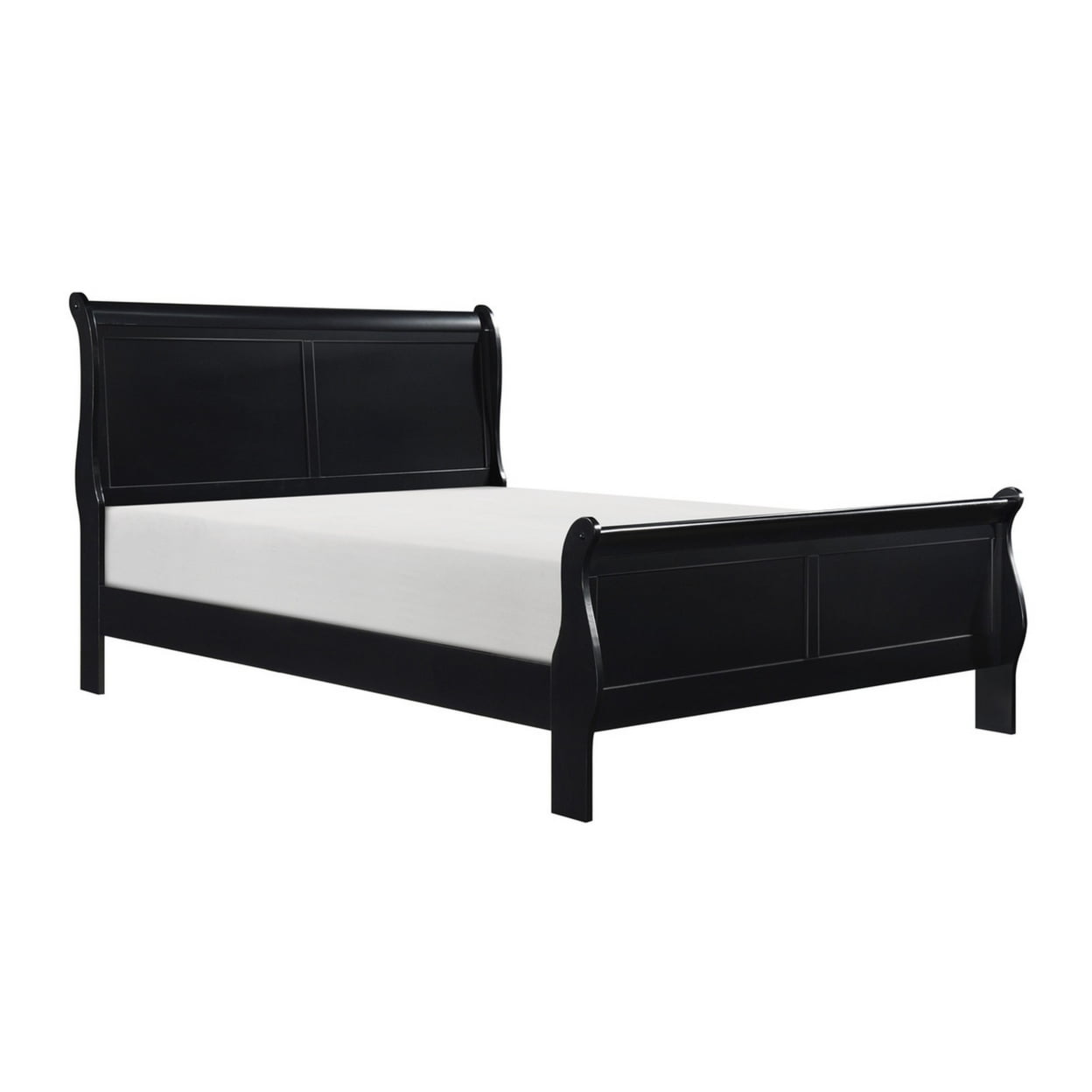 Gage Traditional Queen Size Sleigh Bed, Wood Frame, Bold Jet Black ...