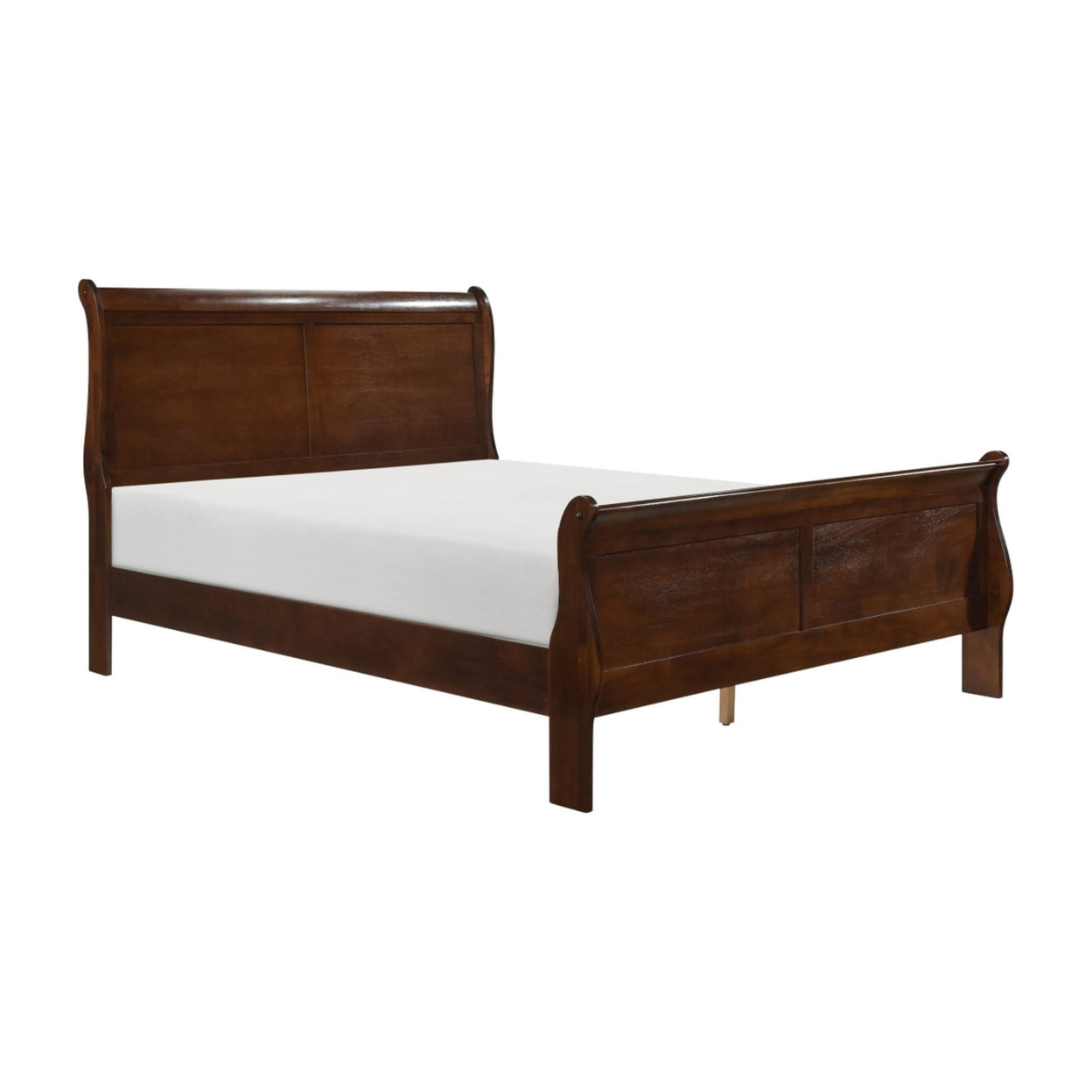 Gage Traditional Queen Sleigh Bed, Wood Frame, Rich Brown Cherry Finish ...