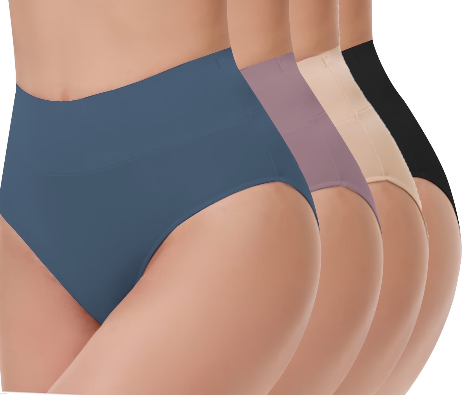 4 Pack Tummy Light Control Shapewear Underwear for Women- High Waisted Underwear Butt Lifter ...