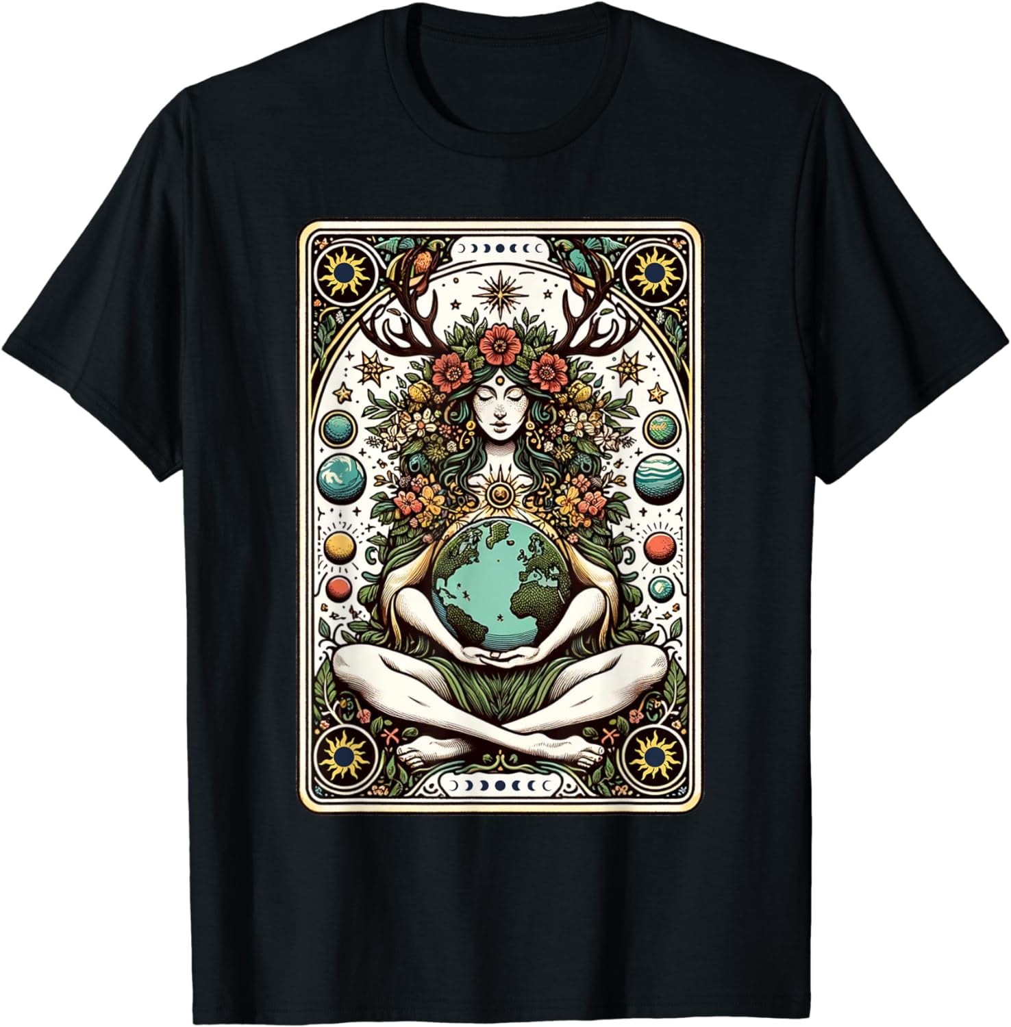 Gaia Greek Goddess Pagan Mother Earth Nature Tarot Card T-Shirt ...