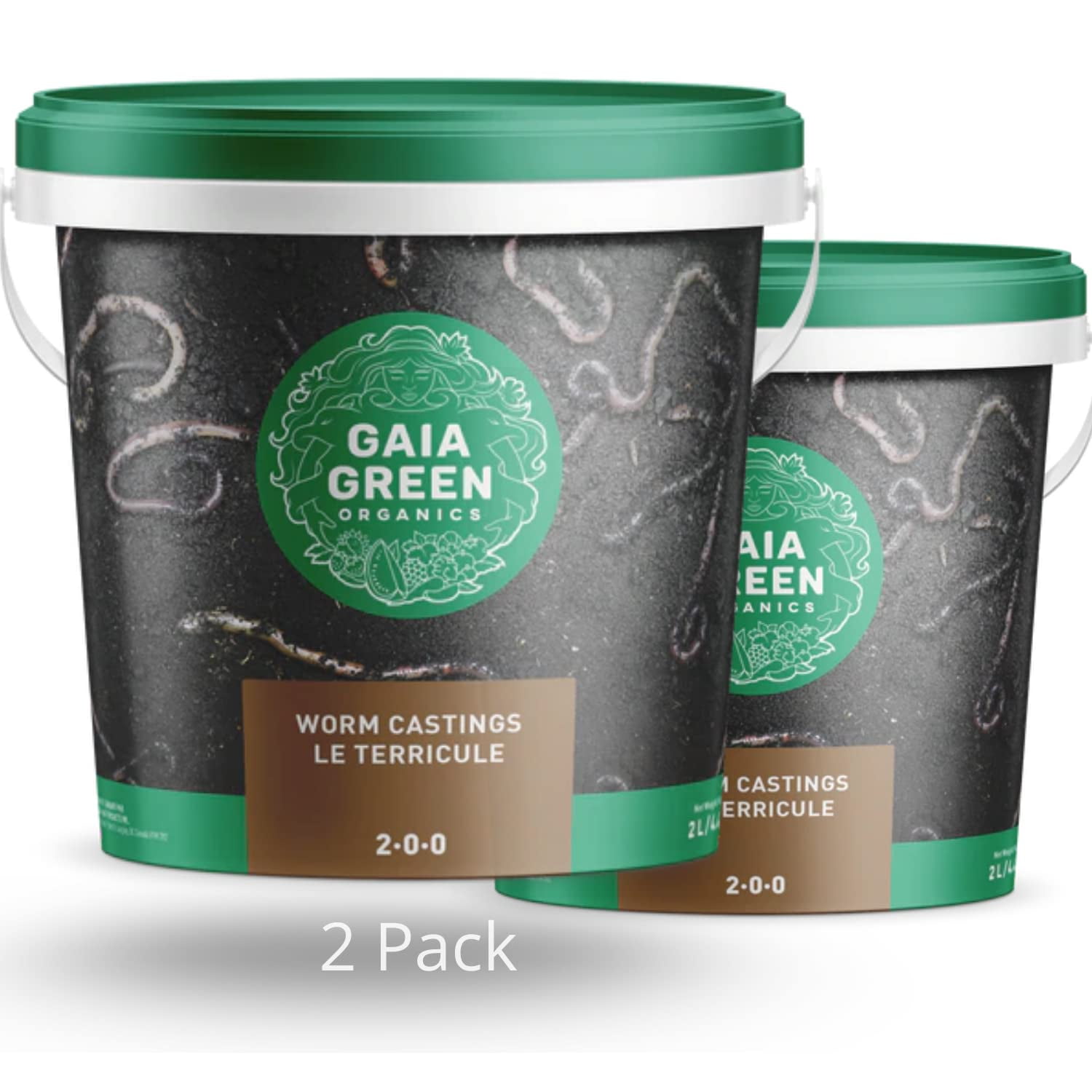 Gaia Green Organics Worm Castings 2Pack, 2-0-0, 3kg - Organic Soil ...