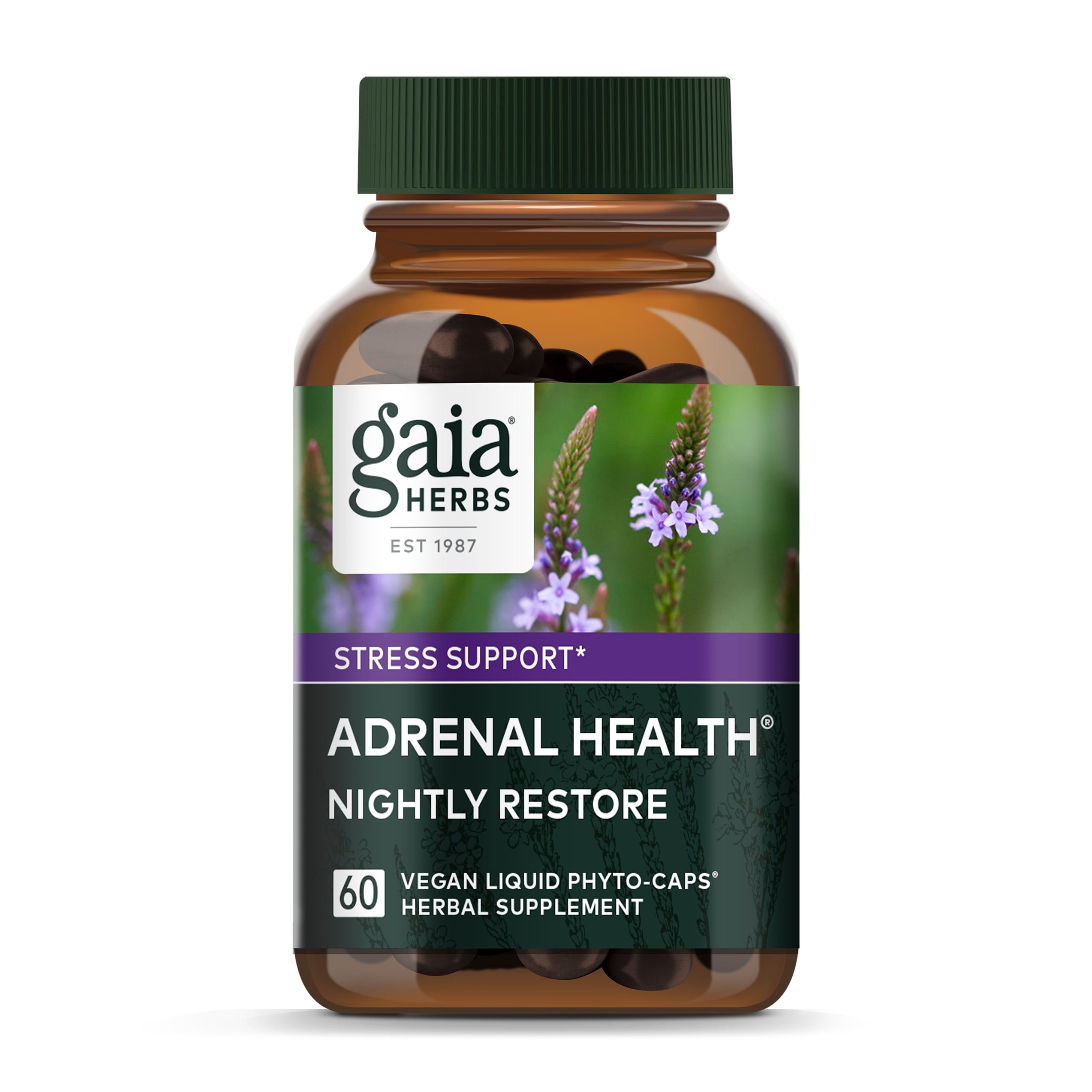 Gaia Herbs Adrenal Health Nightly Restore, Mood Support Supplement, 60 ...