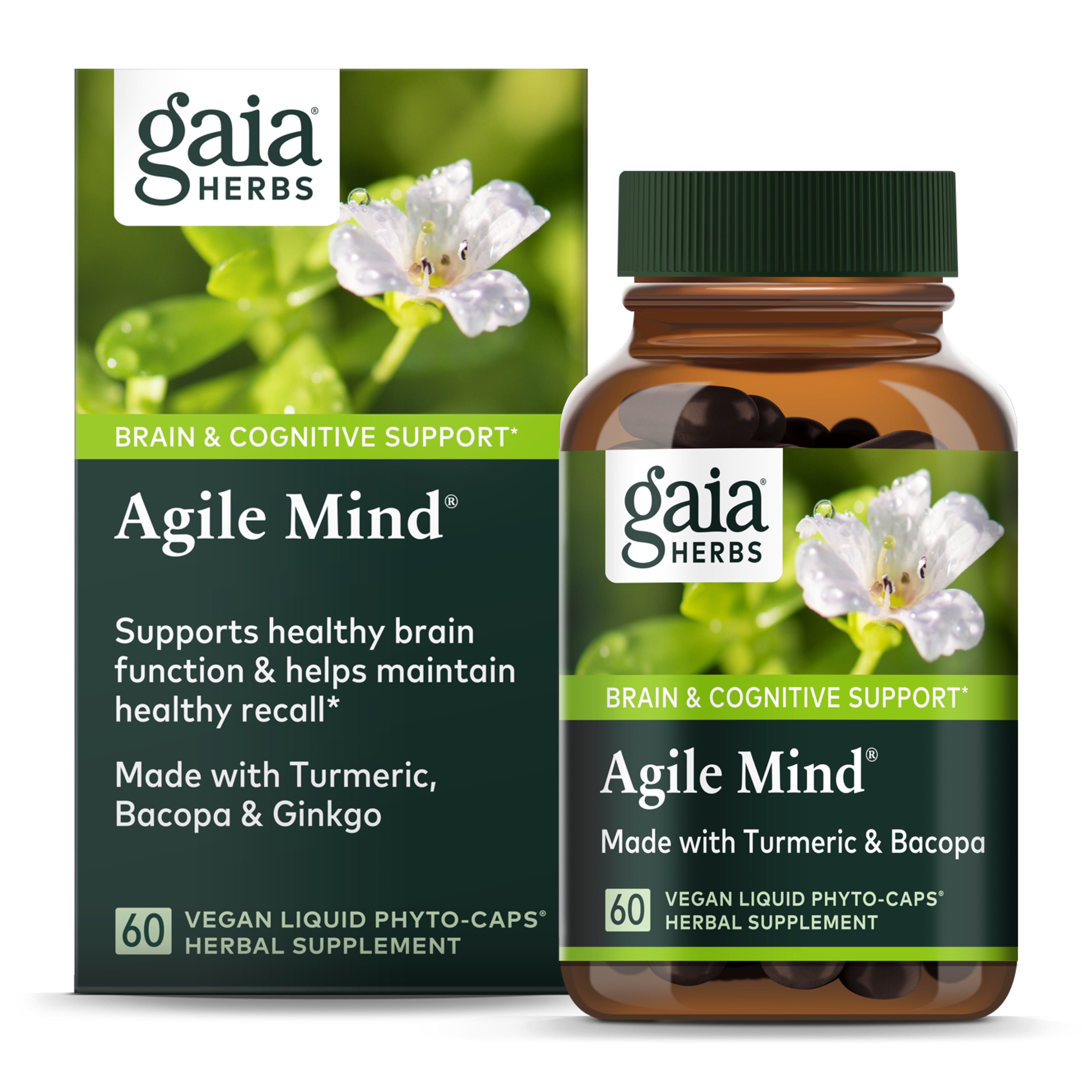 Gaia Herbs Agile Mind - 60 Vegan Liquid Phyto-Caps (30-Day Supply) - Walmart.com