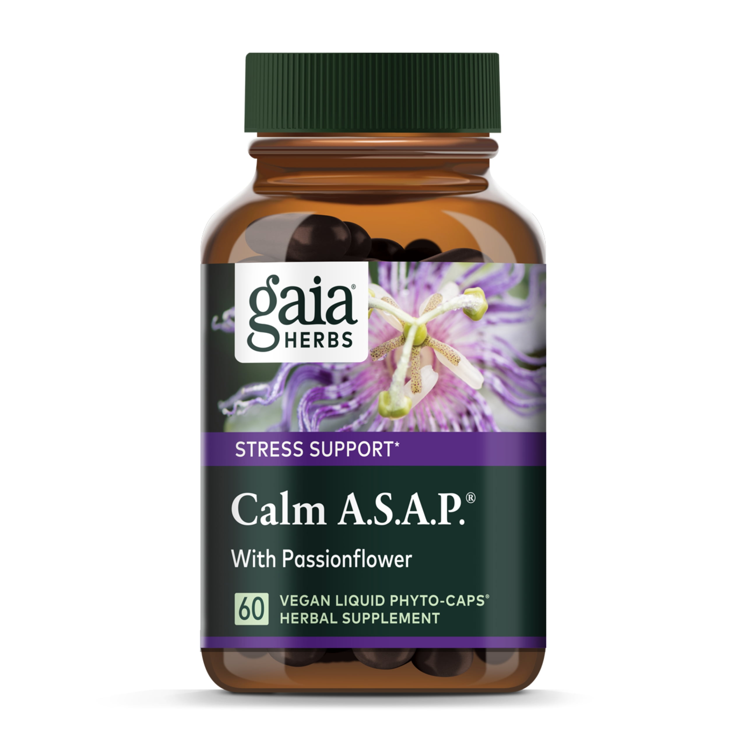 Gaia Herbs Calm A.S.A.P. - 60 Vegan Caps for Stress Relief & Anxiety ...
