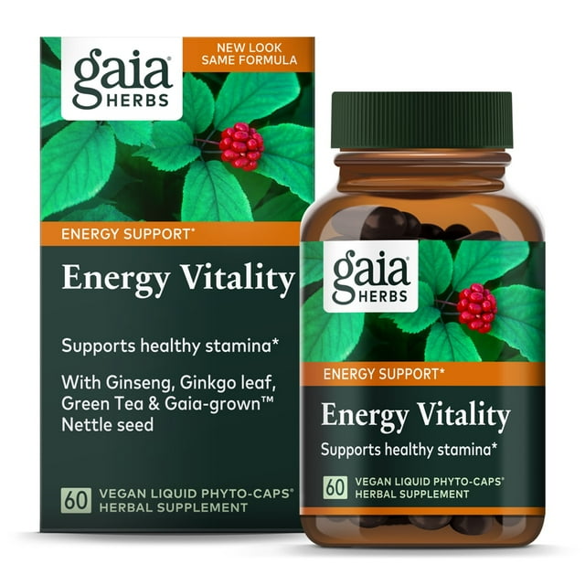 Gaia Herbs Energy Vitality Herbal Adrenal Health 60 Vegan Liquid