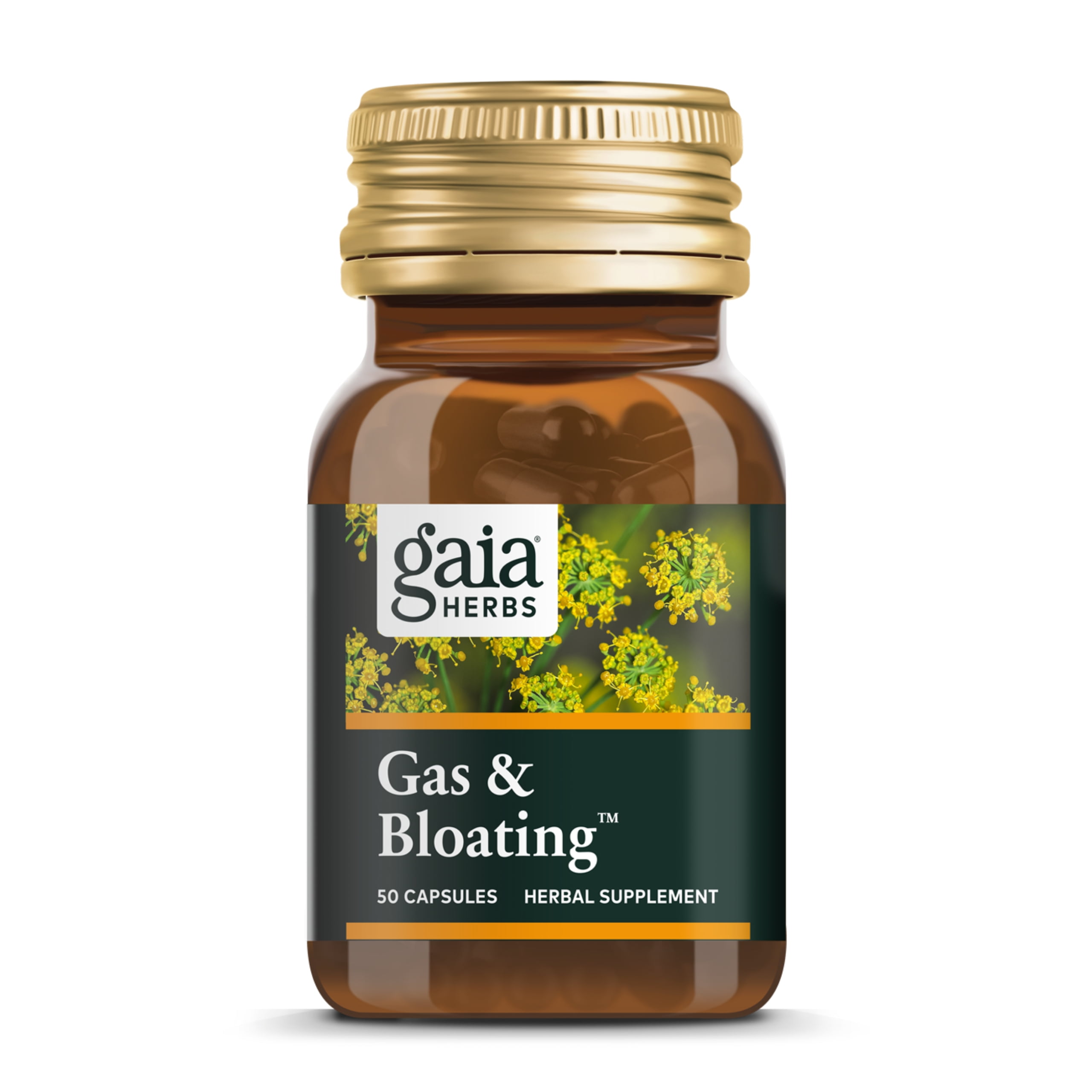 Gaia Herbs Gas and Bloating Relief, Activated Charcoal and Fennel, 50 ...