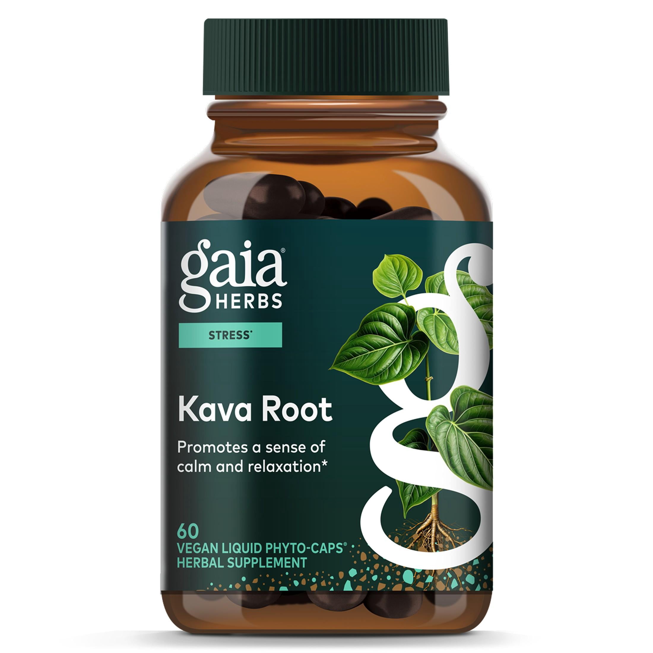 Gaia Herbs Kava Kava Root Liquid Capsules Vegan 60 Count for Calm ...