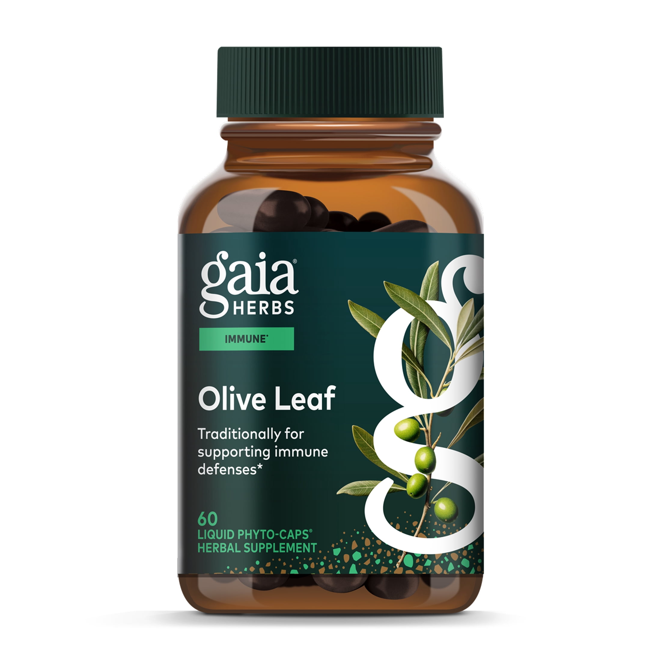 Gaia Herbs Organic Olive Leaf Capsules - 60 Vegan Liquid Phyto-Caps for ...