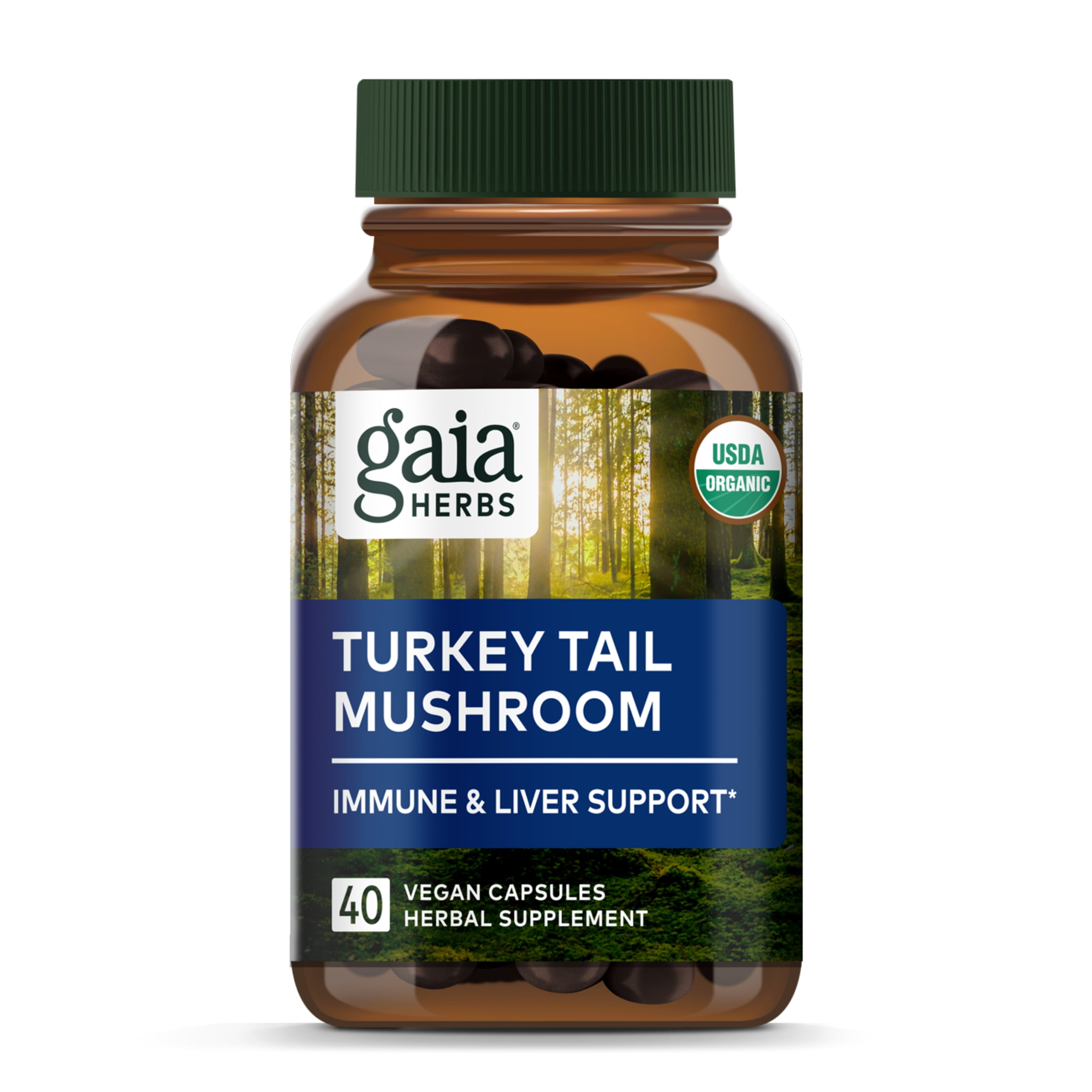 Gaia Herbs Organic Turkey Tail Mushroom Extract, Immune Support ...