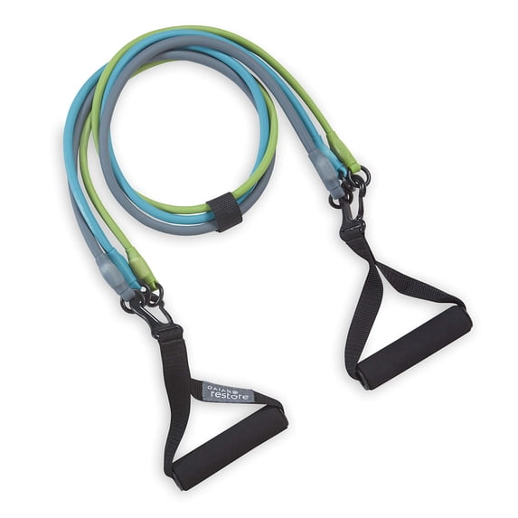 Gaiam 3-in-1 Resistance Band Kit with Comfort-Grip Handles and ...