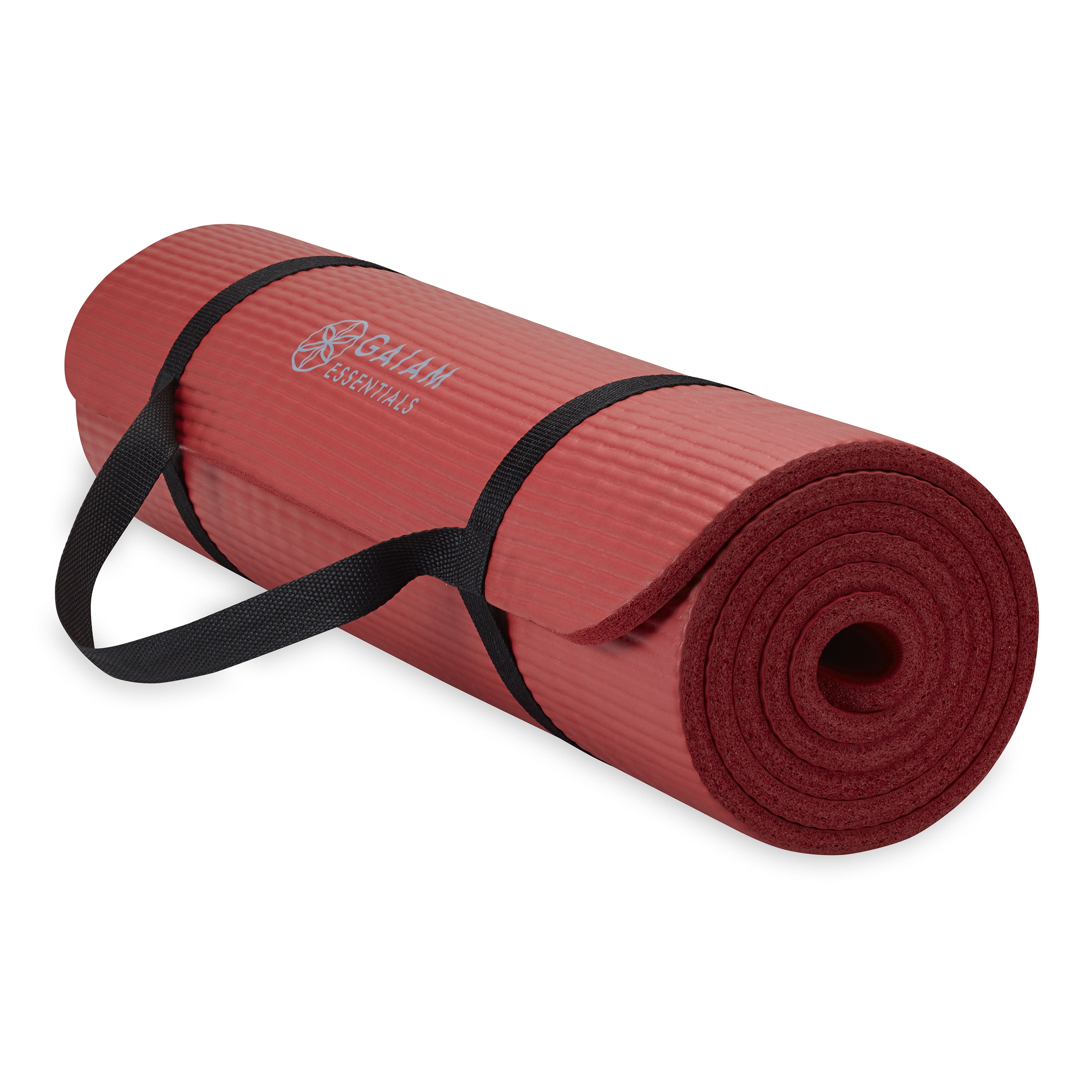 Gaiam Essentials Thick Yoga, Fitness & Exercise Mat with Easy-Cinch ...