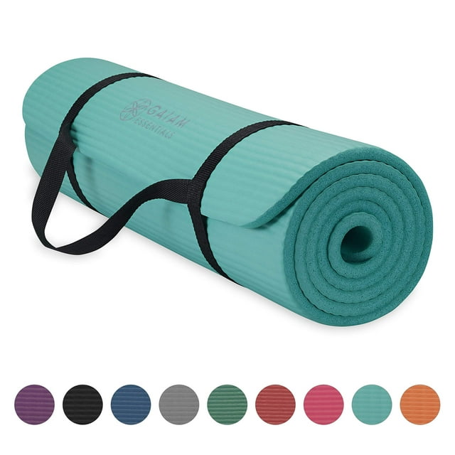 Gaiam Essentials Thick Yoga Mat Fitness Exercise Mat with Easy-Cinch ...