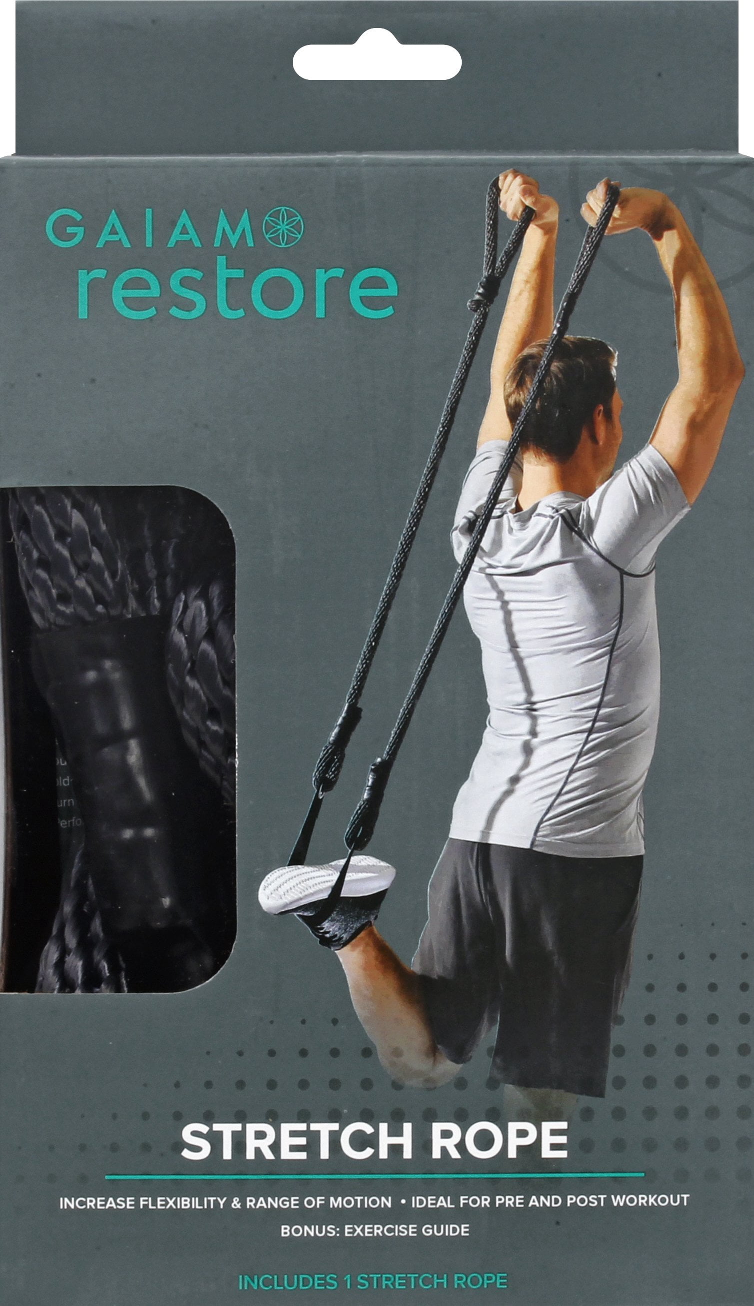 Gaiam Restore Stretch Strap - Stretching Rope with Foot Strap & Hand ...