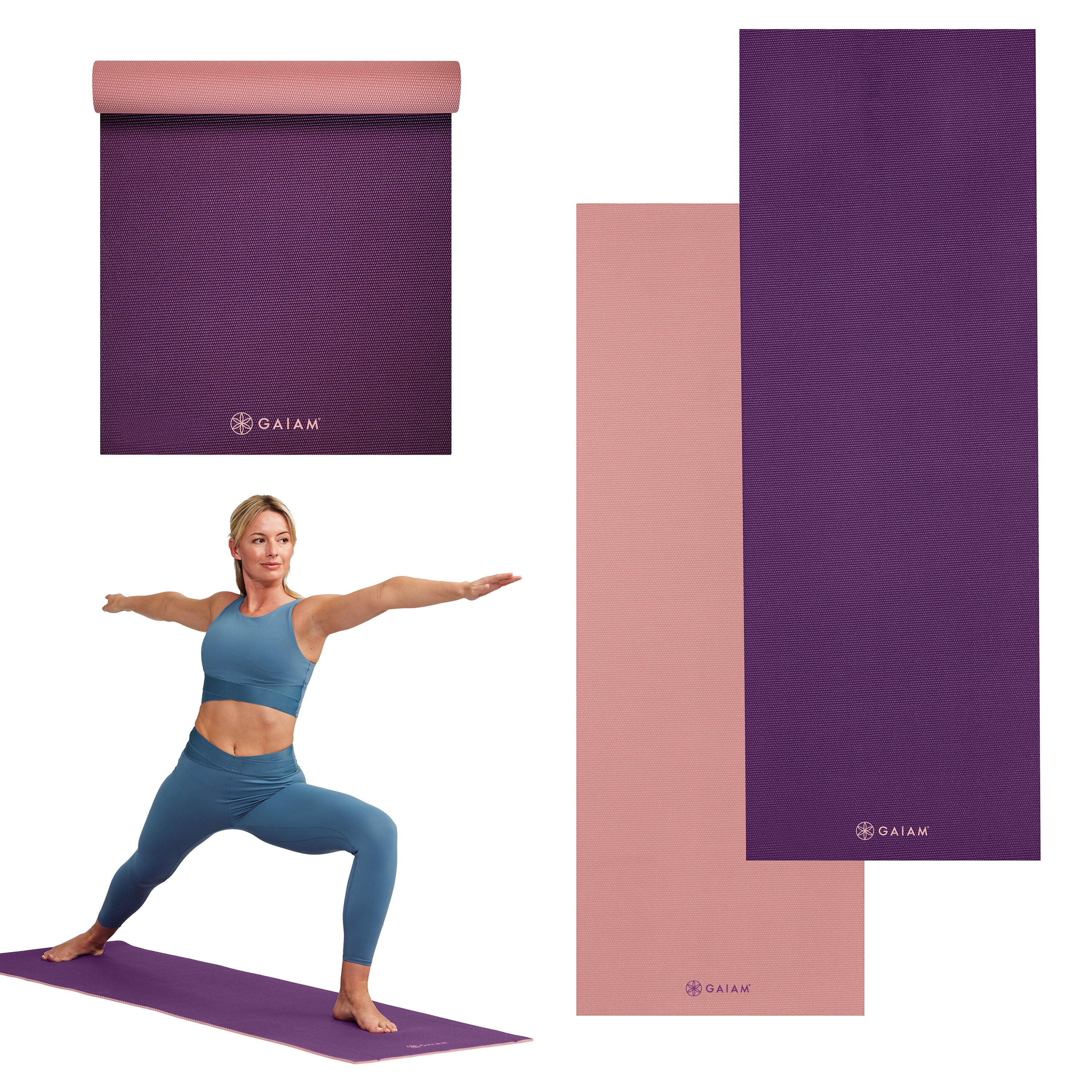 Gaiam Reversible Yoga Mat, Berry Red, 5mm, 1 mat - Walmart.com