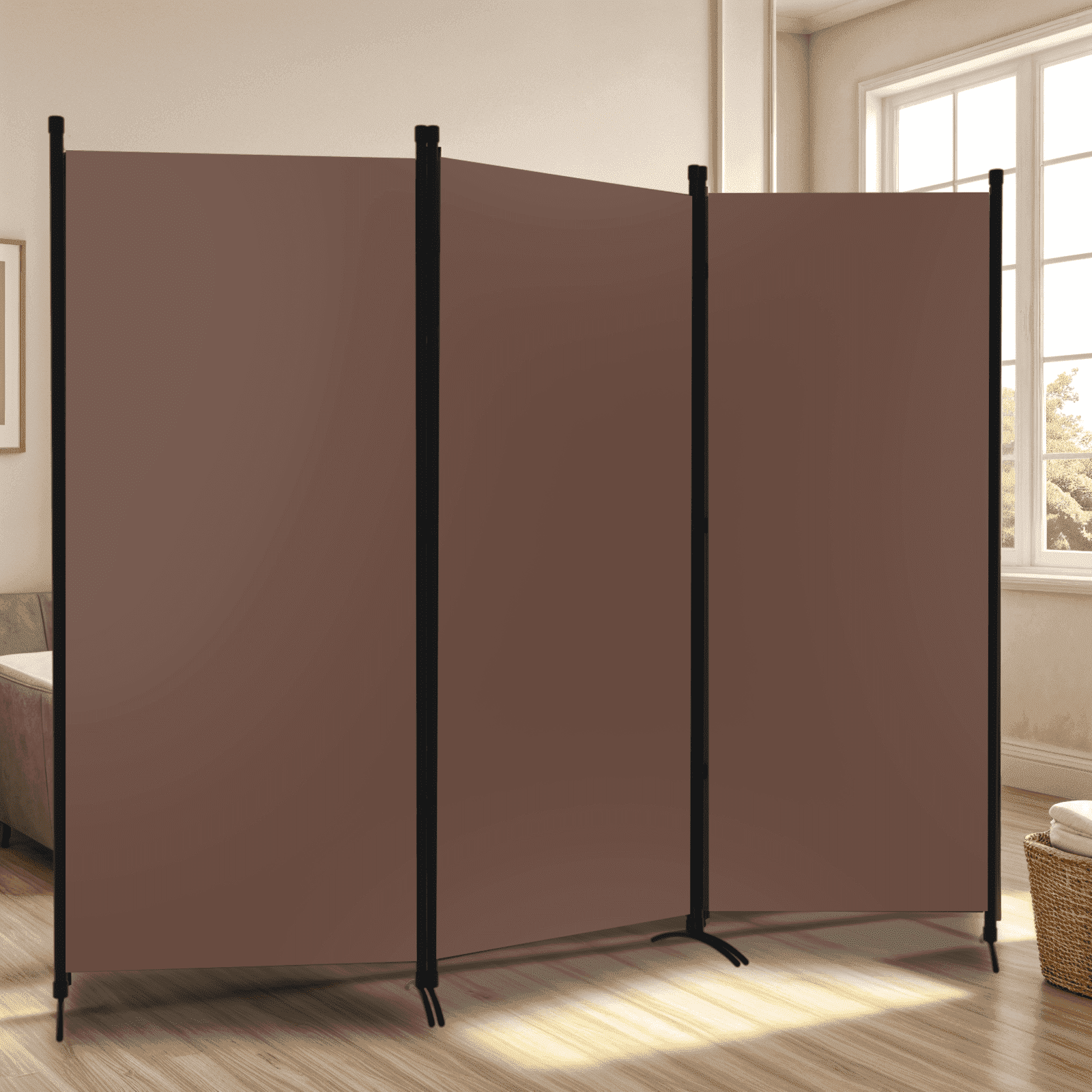 Gaildon 71’’L*99’’W 3-Pane Portable Folding Privacy Room divider,Brown ...