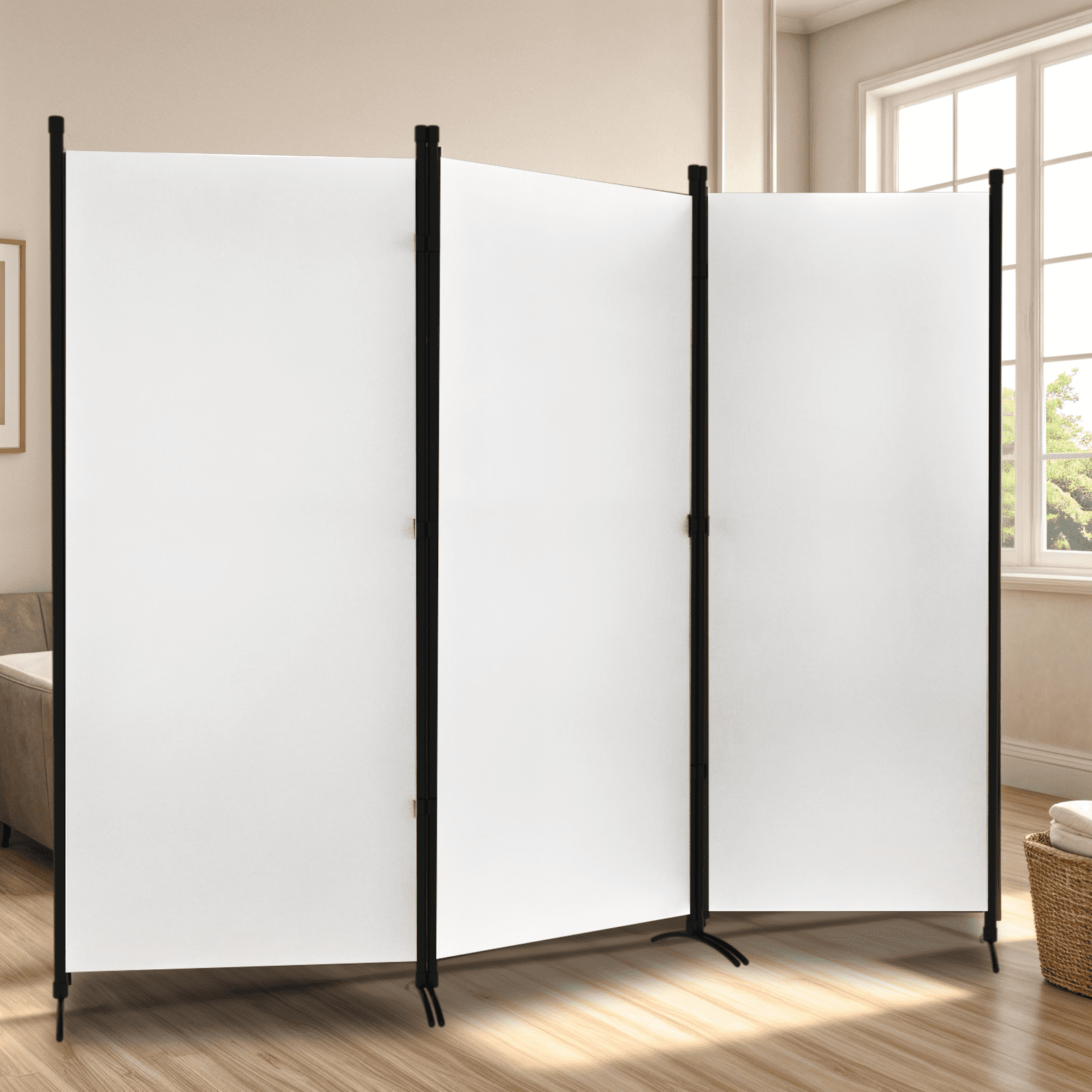 Gaildon 71’’L*99’’W 3-Pane Portable Folding Privacy Room divider,White ...