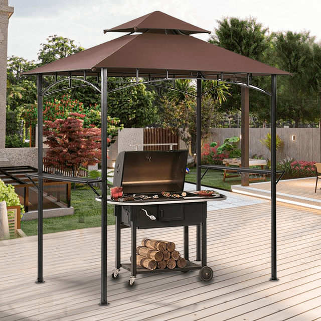 Gaildon 96’’x60’’x101’’ Outdoor Grill Gazebo with Vented Top , Double Tier Outdoor Grill Shelter ...