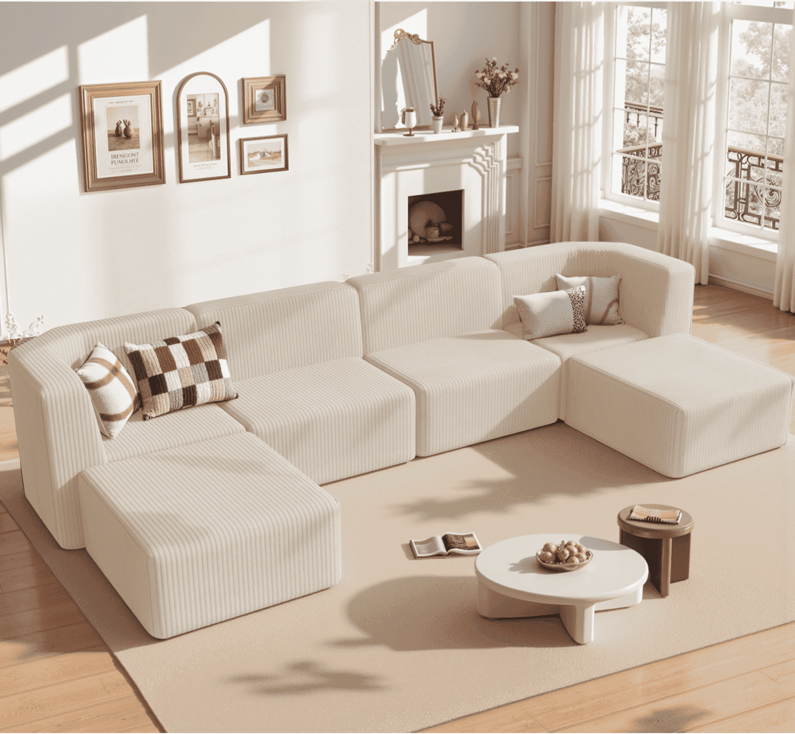 Gaildon Corduroy Sponge Sofa Lounge Chair Fluffy Modern Sleeper Chair ...