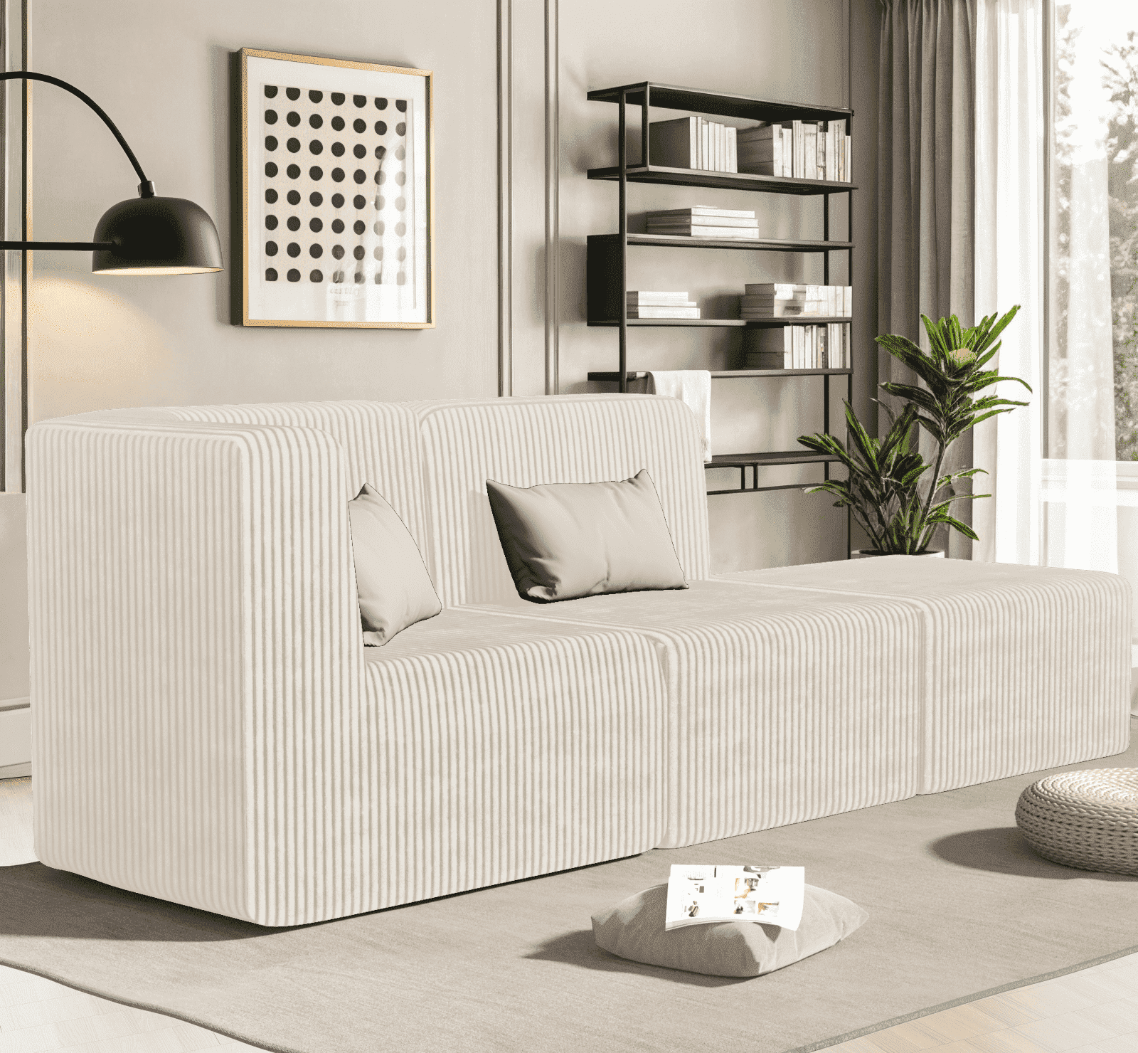 Gaildon Corduroy Sponge Sofa Lounge Chair Fluffy Modern Sleeper Chair ...