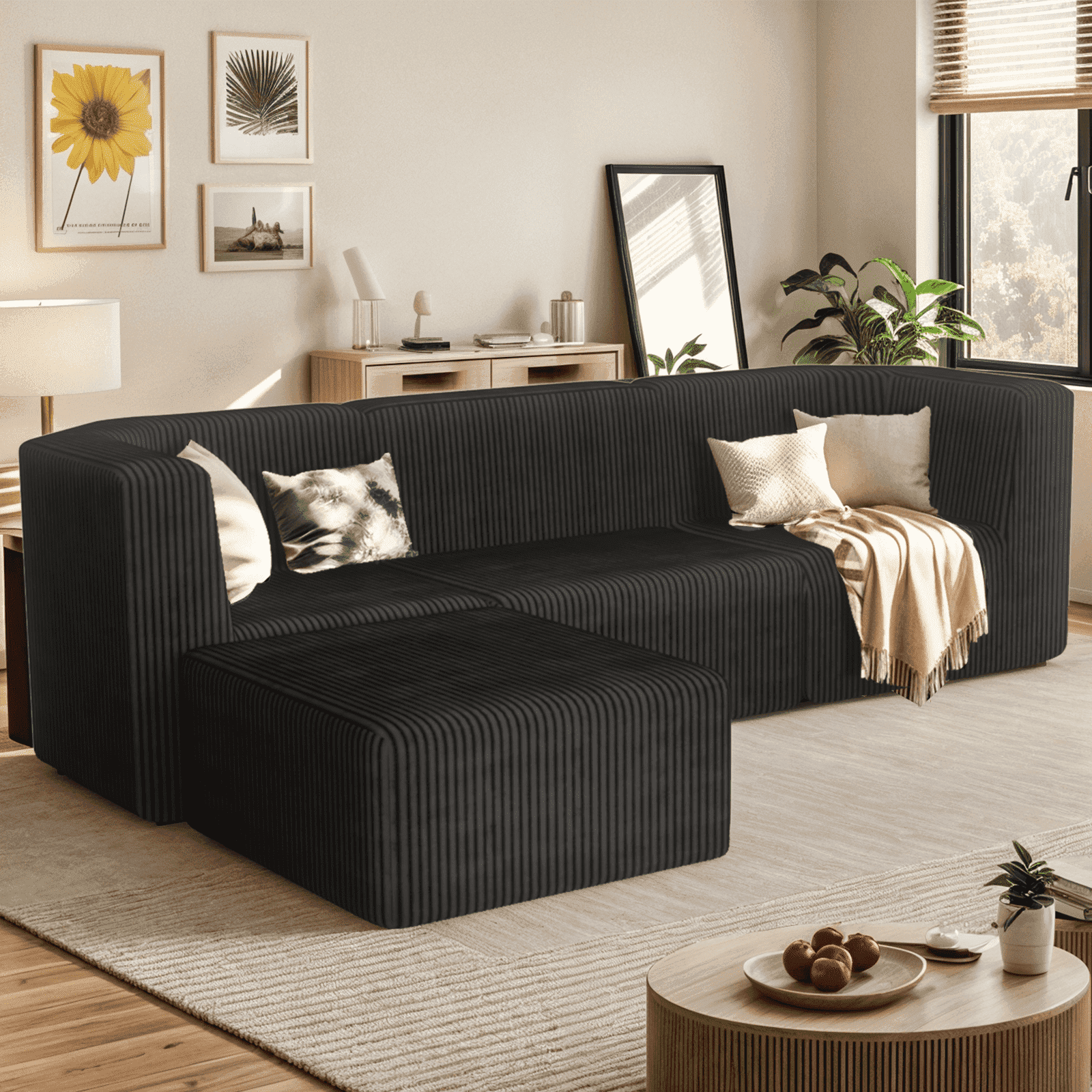 Gaildon Corduroy Sponge Sofa Lounge Chair Fluffy Modern Sleeper Chair ...
