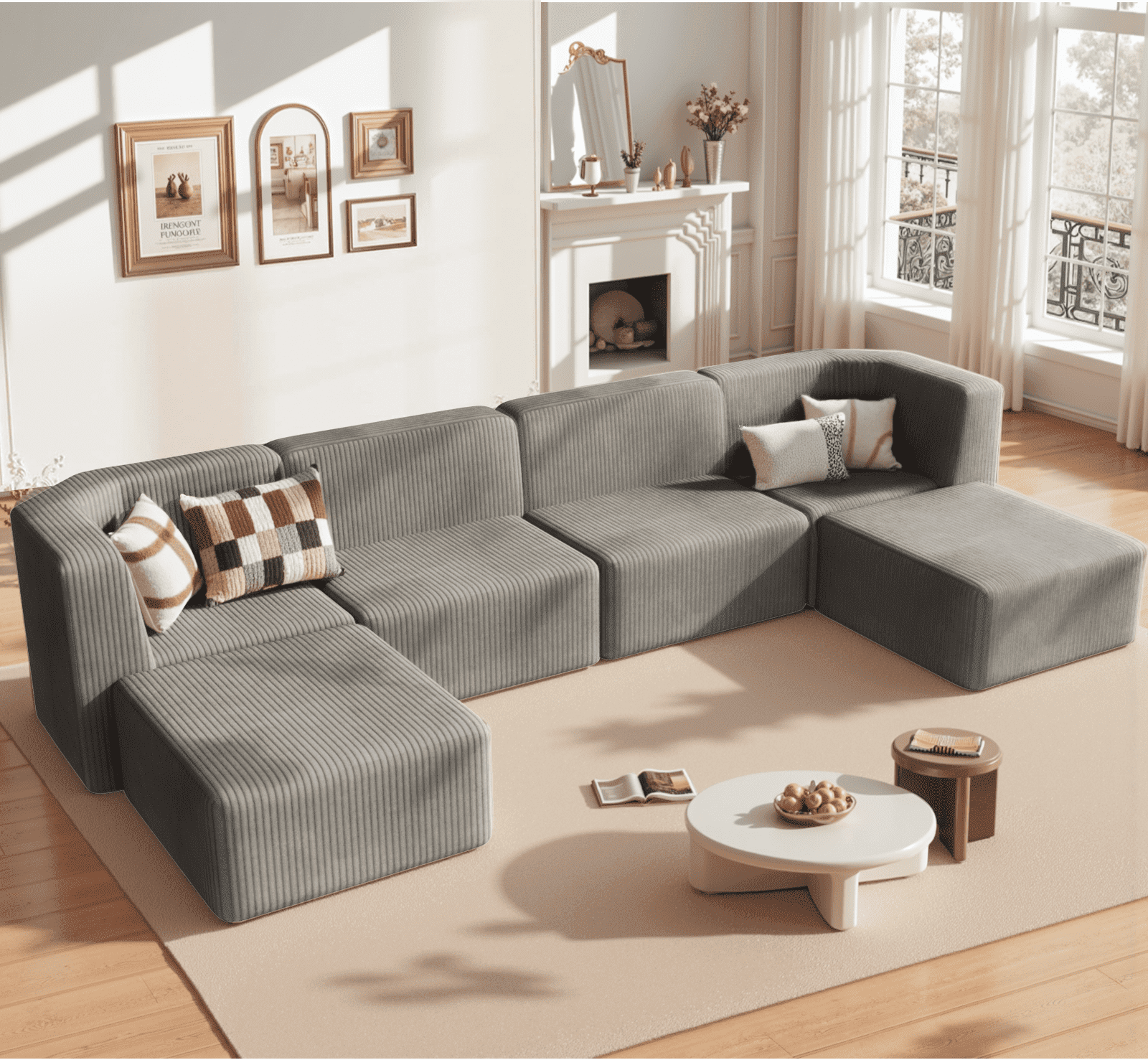 Gaildon Corduroy Sponge Sofa Lounge Chair Fluffy Modern Sleeper Chair ...