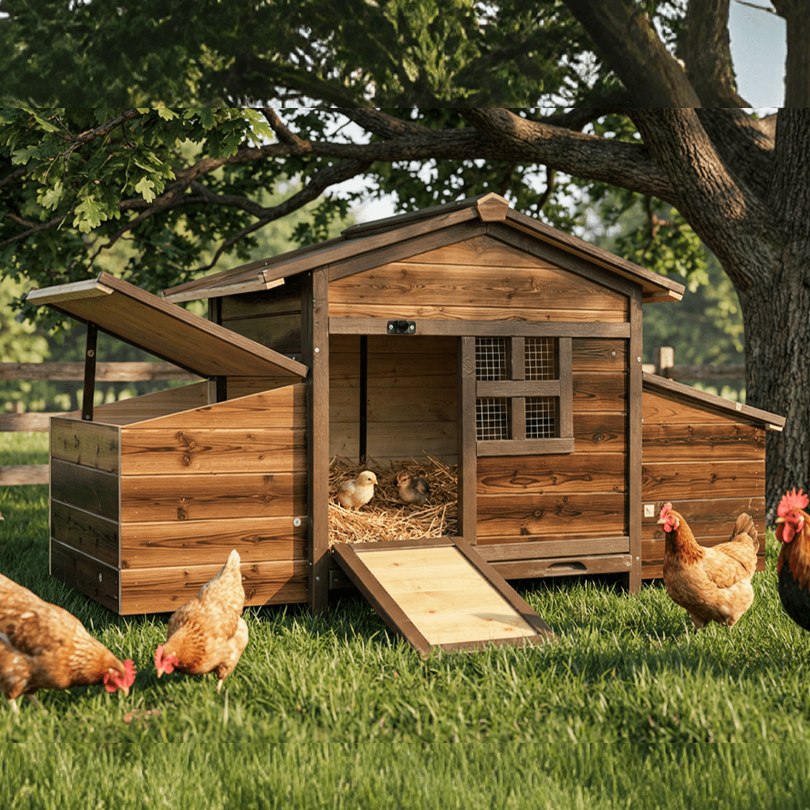 Gaildon Double-Egg-Box Chicken Coop for 2-4 Chickens, Weatherproof ...