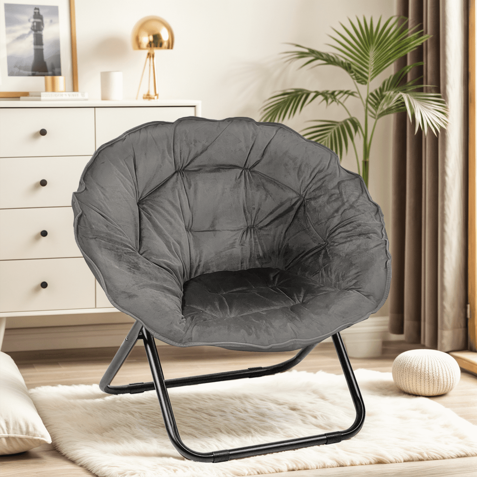 Gaildon Comfy Folding Moon Saucer Chair for Teens, Lounge, with Metal ...
