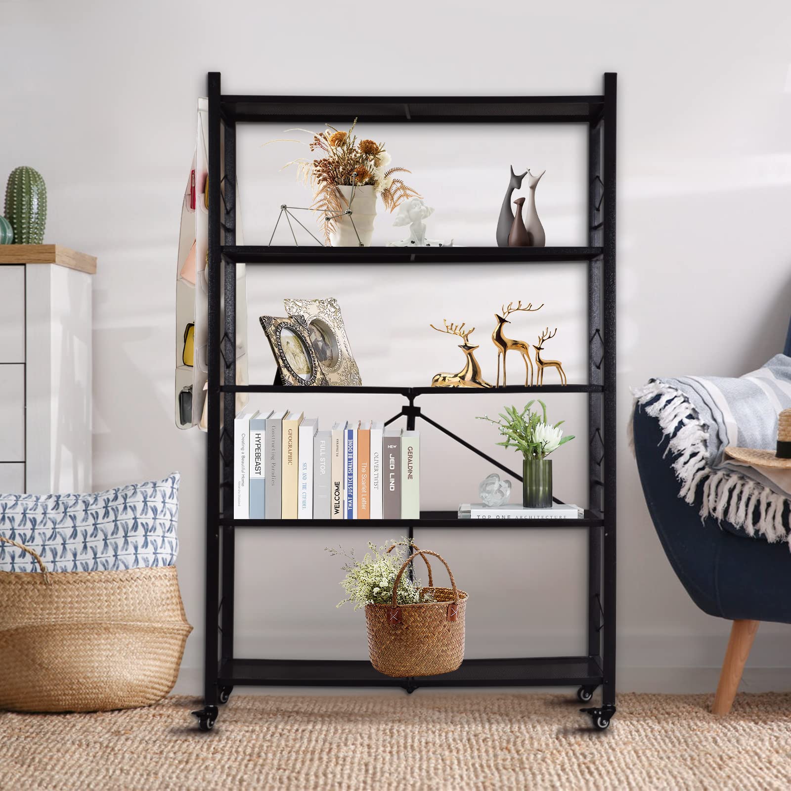 Gaildon Foldable Shelves 4 Tier Heavy Duty Metal Storage Shelves with ...