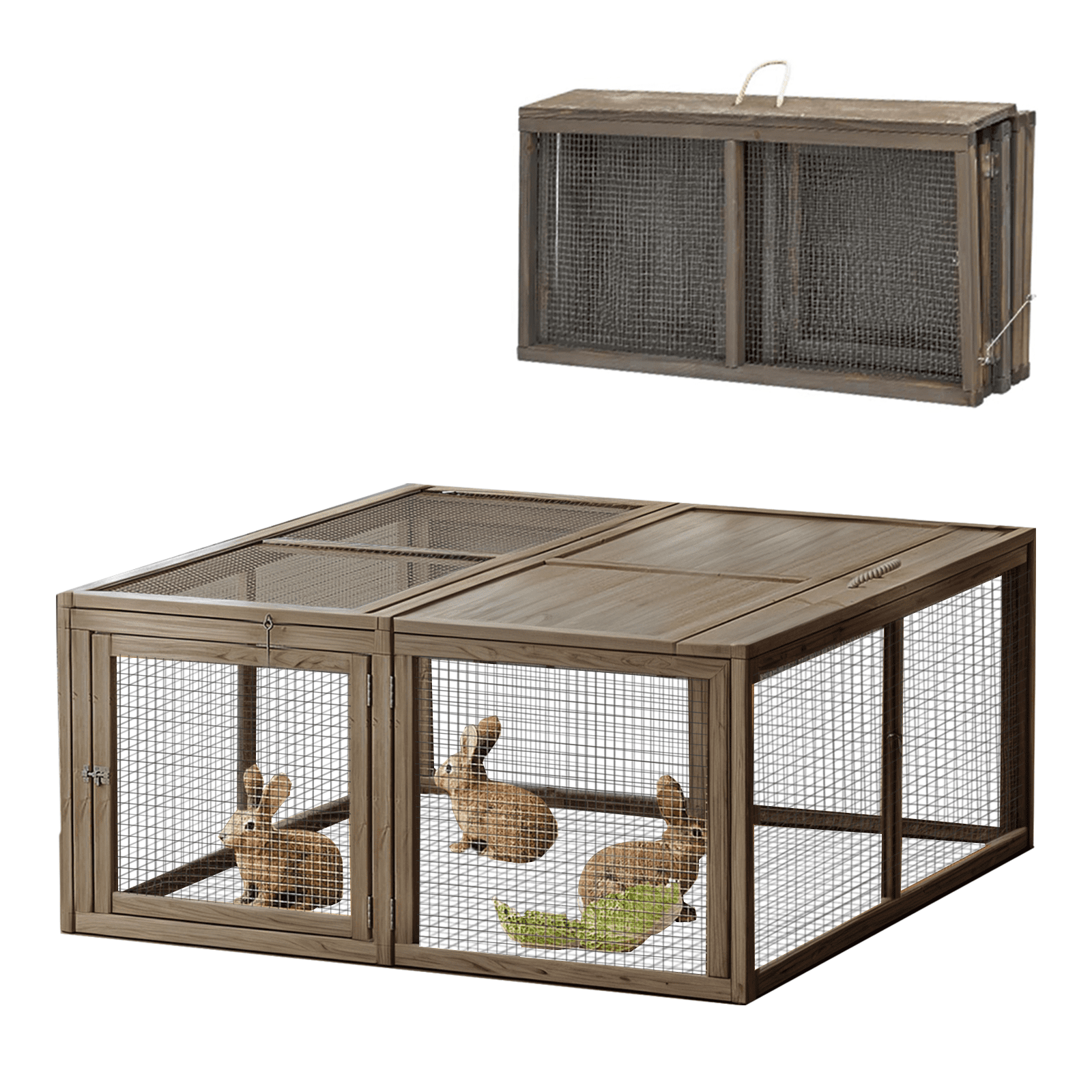 Gaildon Folding Chicken Coop Wooden Chicken Run Portable Rabbit Hutch ...