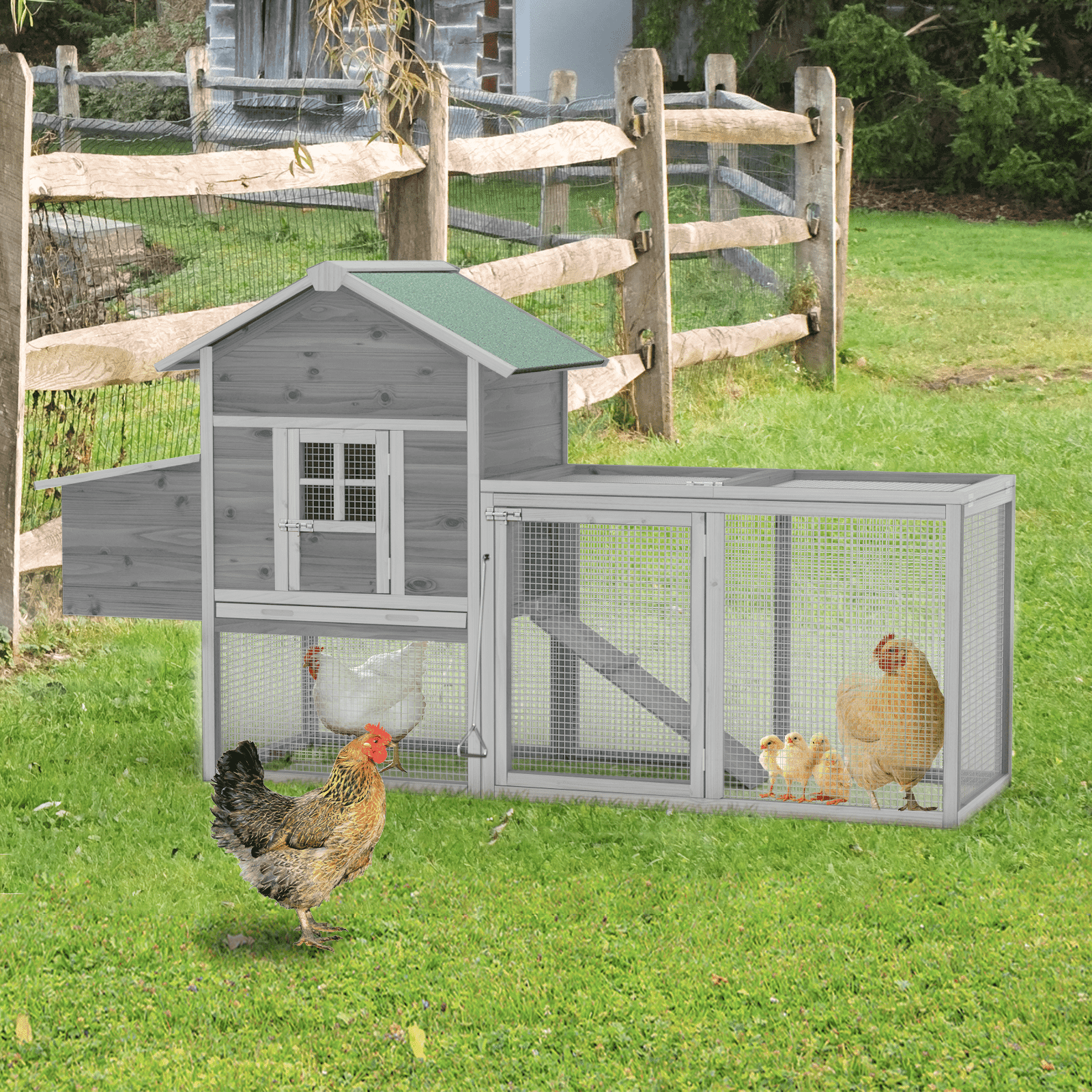 Gaildon Large Removable Chicken Coop for 4-5 Chickens ,with 2 Story ...