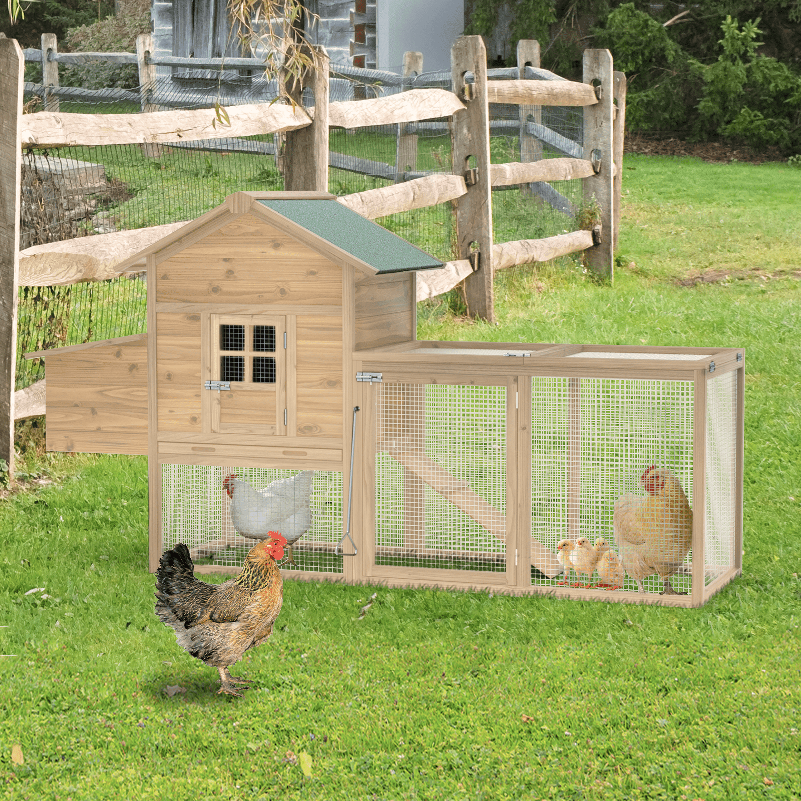 Gaildon Large 2-Story Chicken Coop for 4-5 Chickens, Removable, with ...