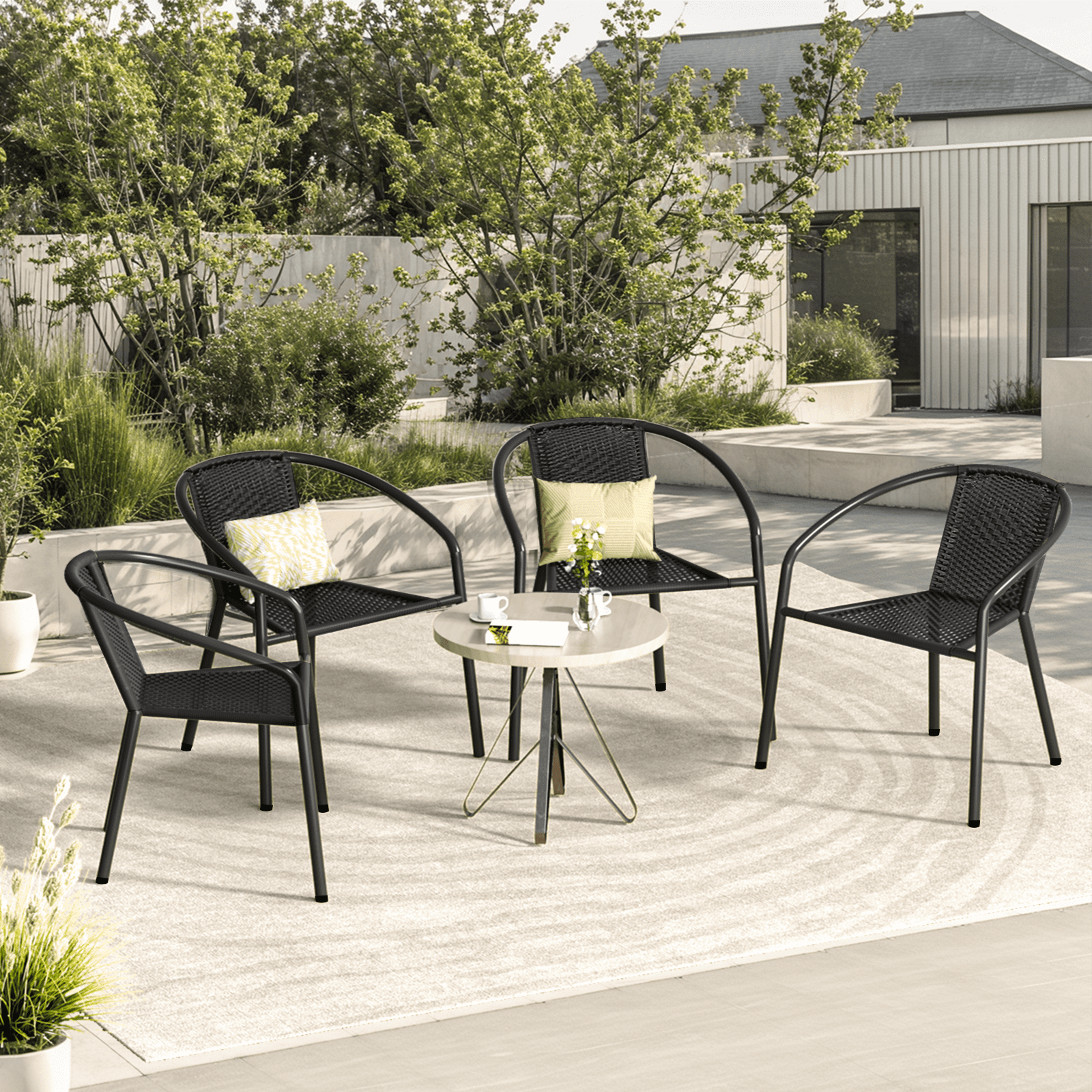 Gaildon Pack Medium Brown Rattan Indoor-Outdoor Restaurant Stack Chair ...