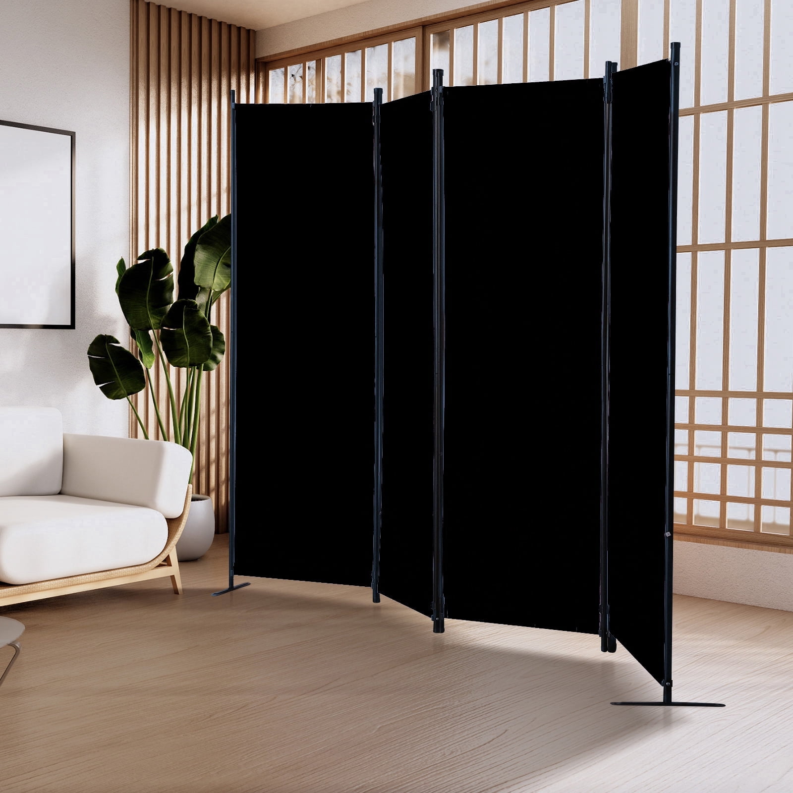 Gaildon 84”W×67”H 4-Pane Portable Folding Privacy Room divider,Black ...