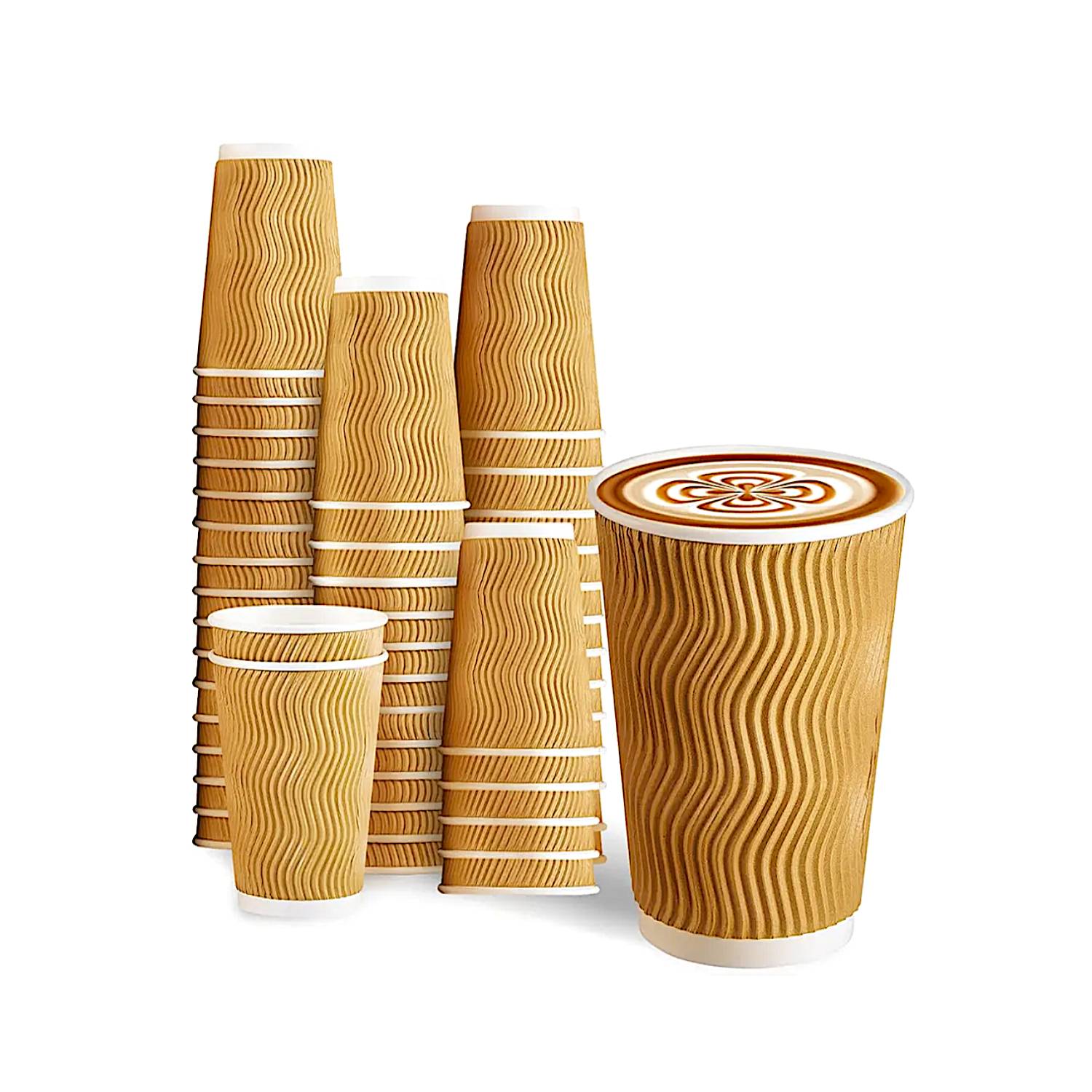Gailware 100 Pack 12 oz Yellow Ripple Coffee Cups, Disposable Insulated ...
