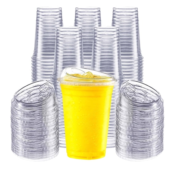 Gailware Disposable Plastic Cups, 20 oz, 100 ct + strawless sip lids ...