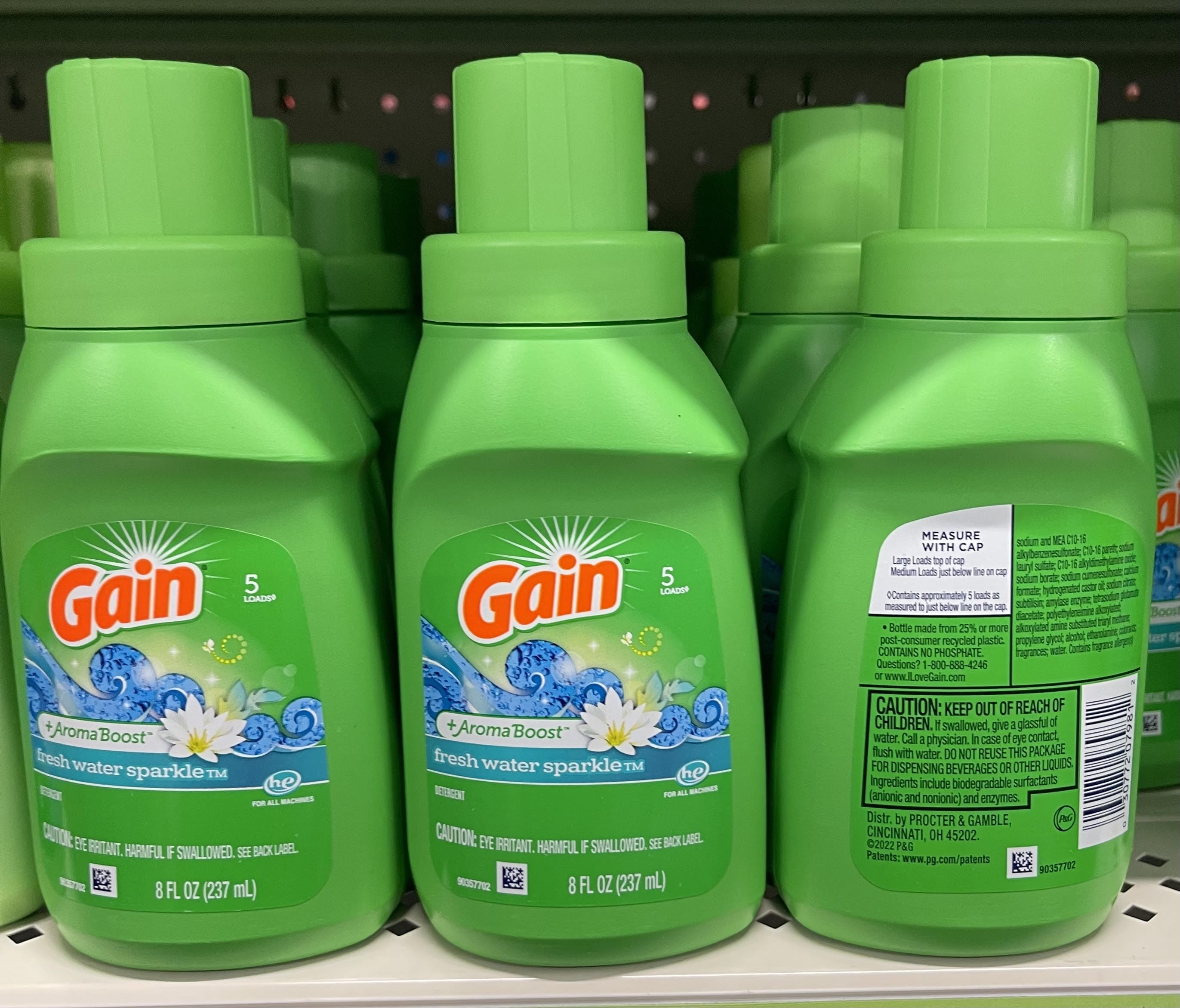 Gain Aroma Boost Fresh Water Sparkle HE Laundry Detergent, 8 oz Bottles ...