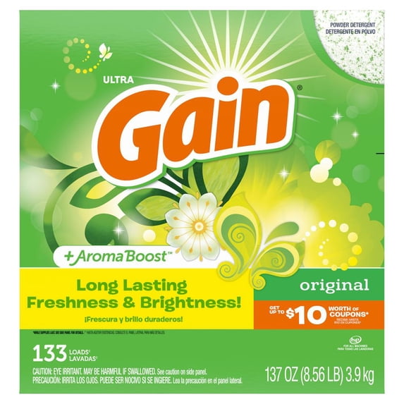 Gain Powder Laundry Detergent, Original Scent, 133 Loads, 137 oz, HE ...