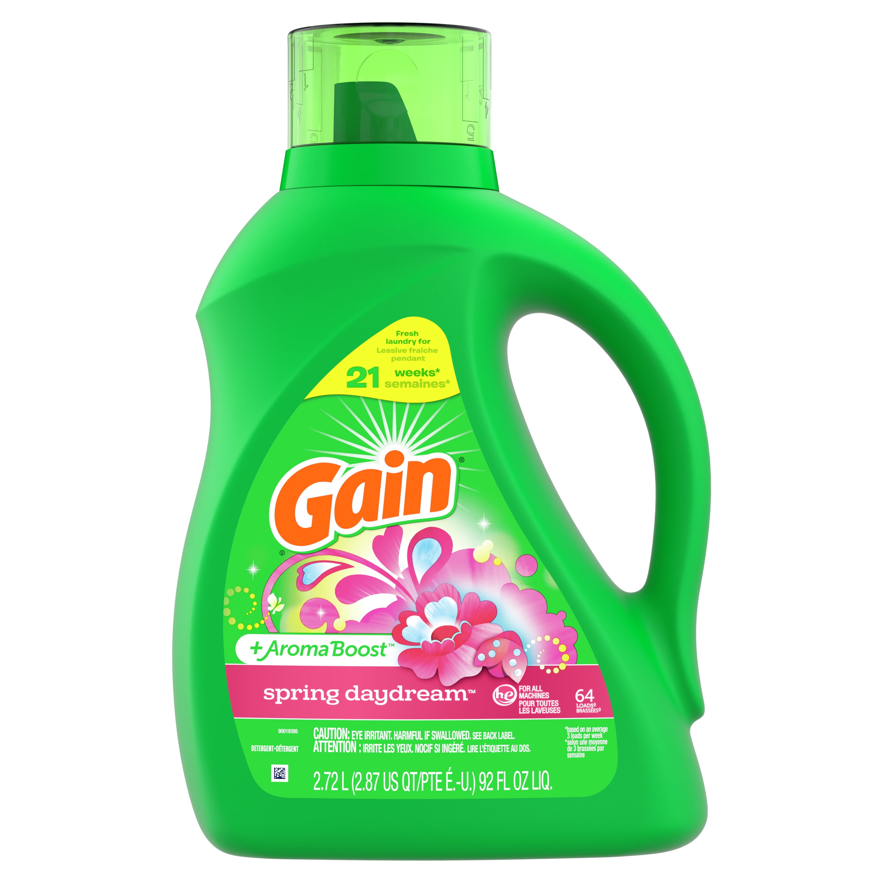 Gain Aroma Boost Spring Daydream Scent Liquid Laundry Detergent, 64 ...
