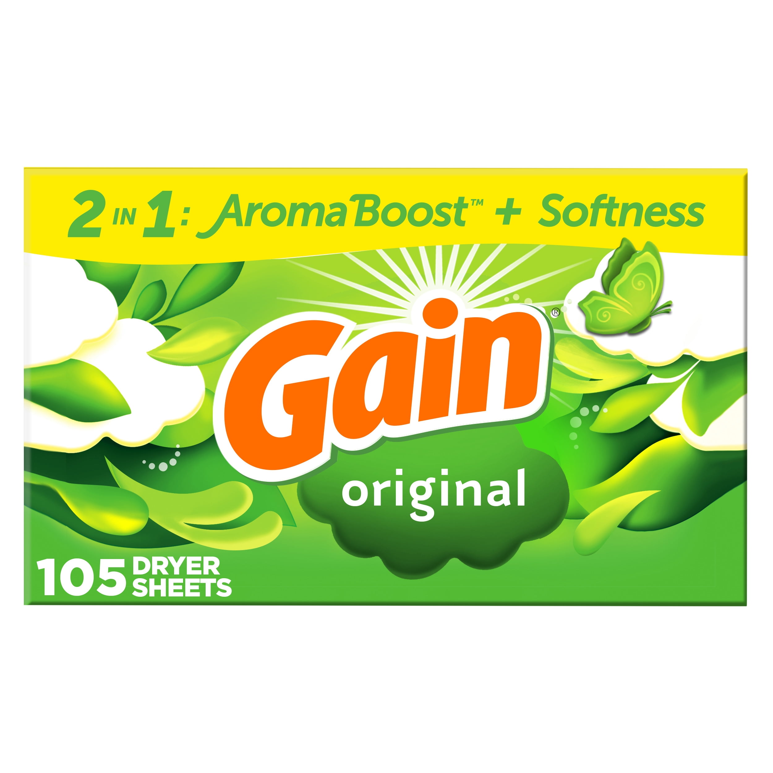 Gain Fabric Softener Dryer Sheets, Original Scent, 105 Count - Walmart.com