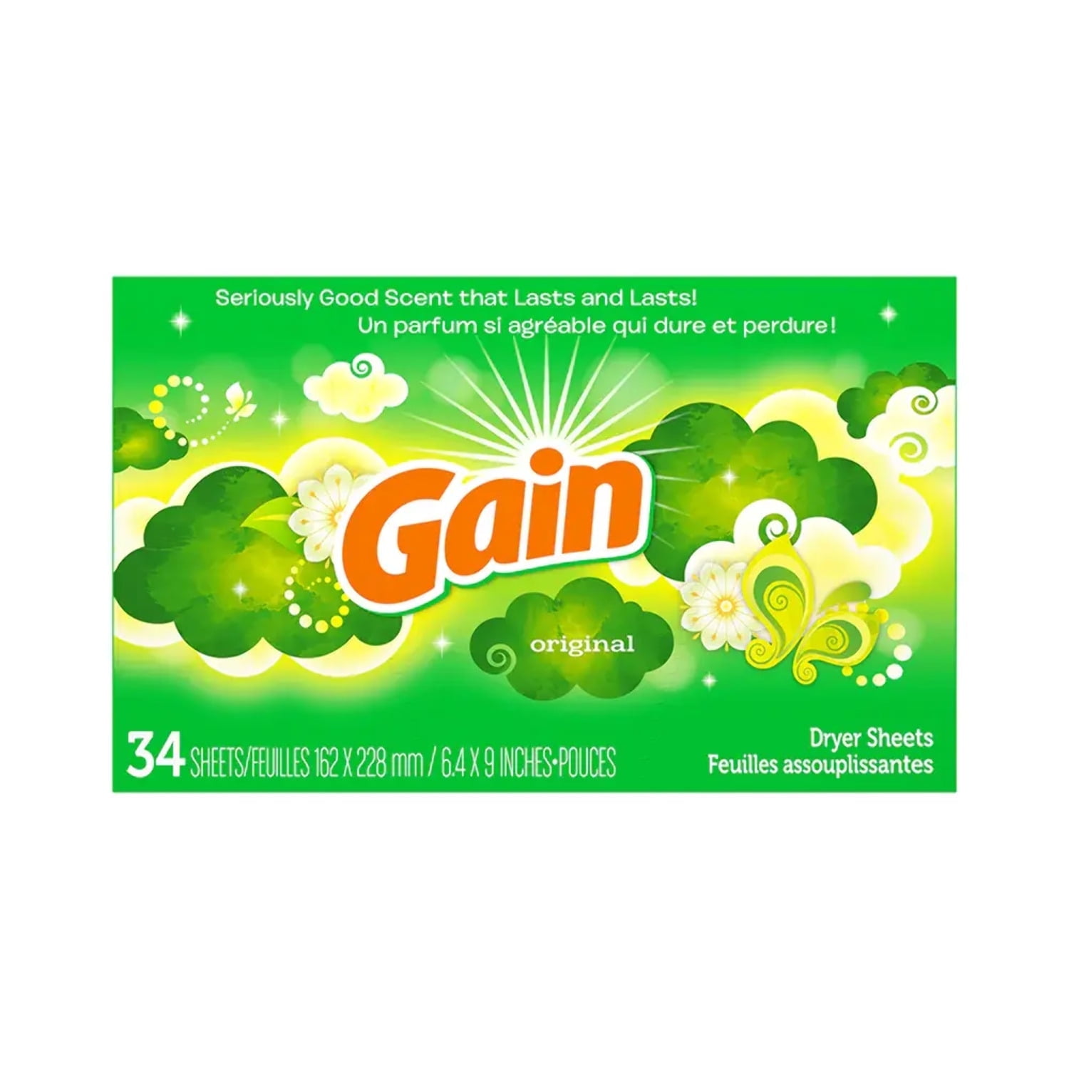 Gain Laundry Dryer Sheets, Original Fresh Scent, 34 Count - Walmart.com