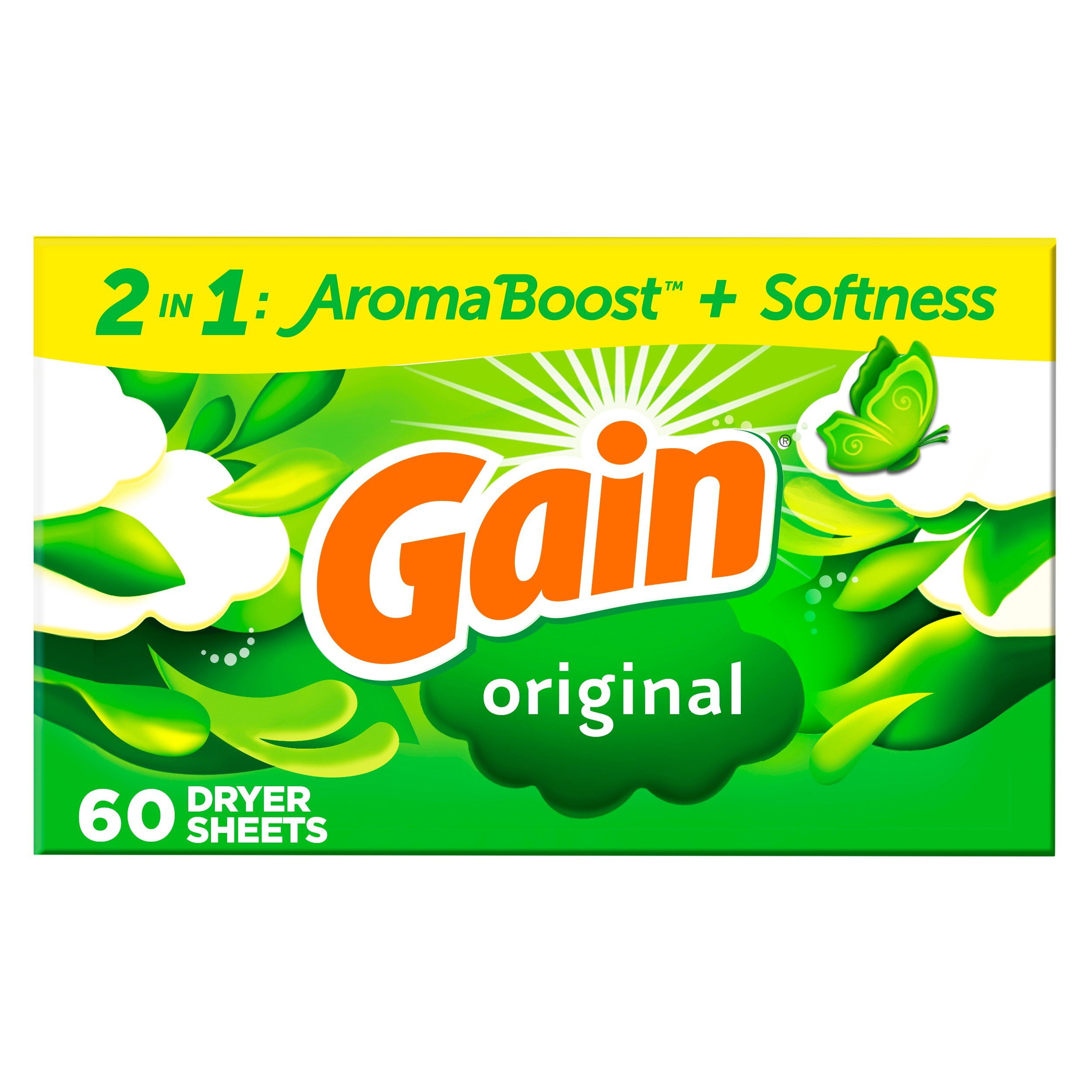 Gain Dryer Sheets with Original Fresh Scent, 60 Count - Walmart.com