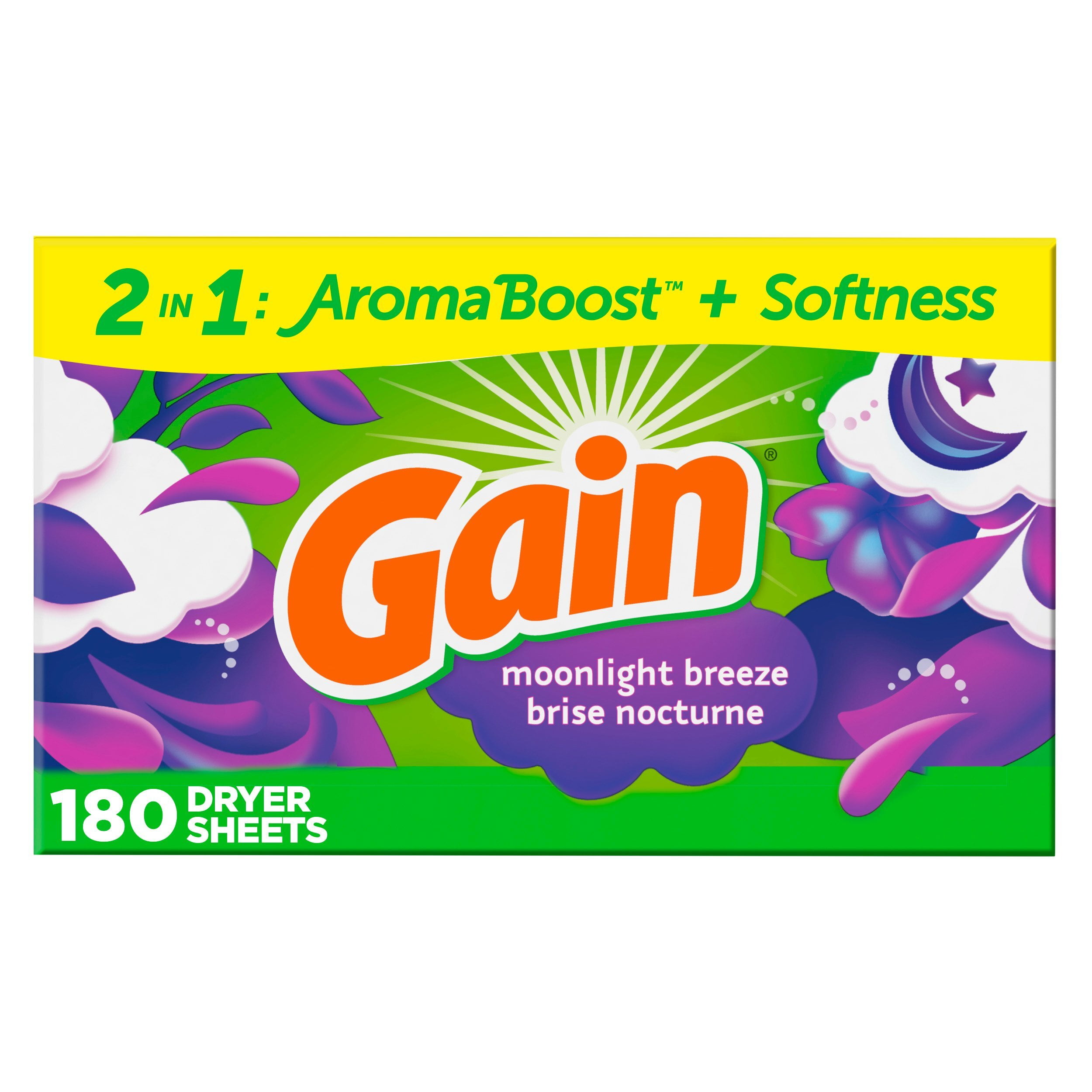 Gain Dryer Sheets, Moonlight Breeze Scent, 180 Count - Walmart.com