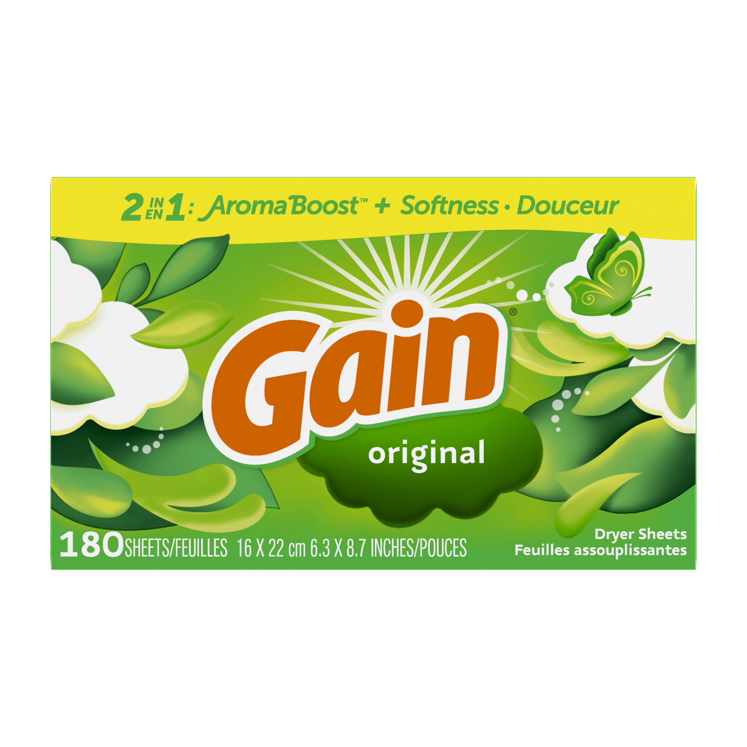 Gain Fabric Softener Dryer Sheets, Original Scent, 180 Count - Walmart.com
