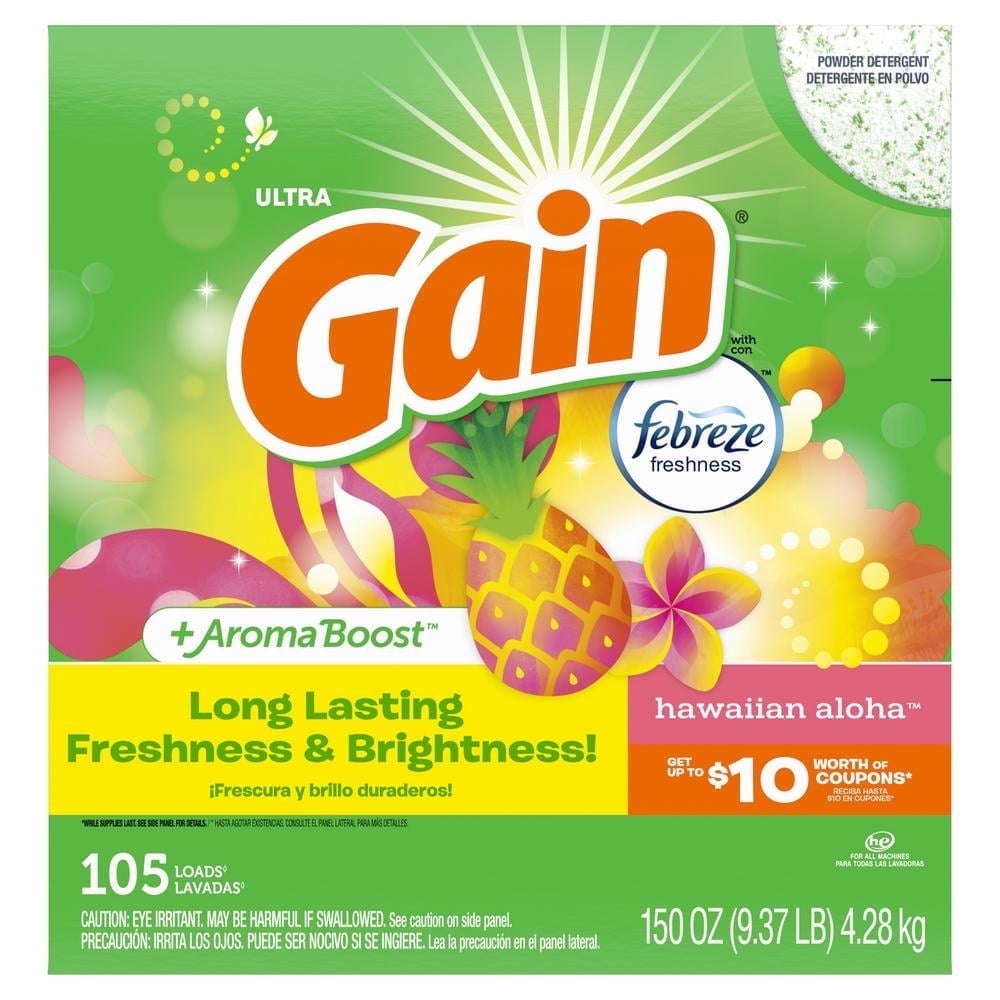 Gain Febreze Aroma Boost HE Powder Laundry Detergent, 105 Loads ...