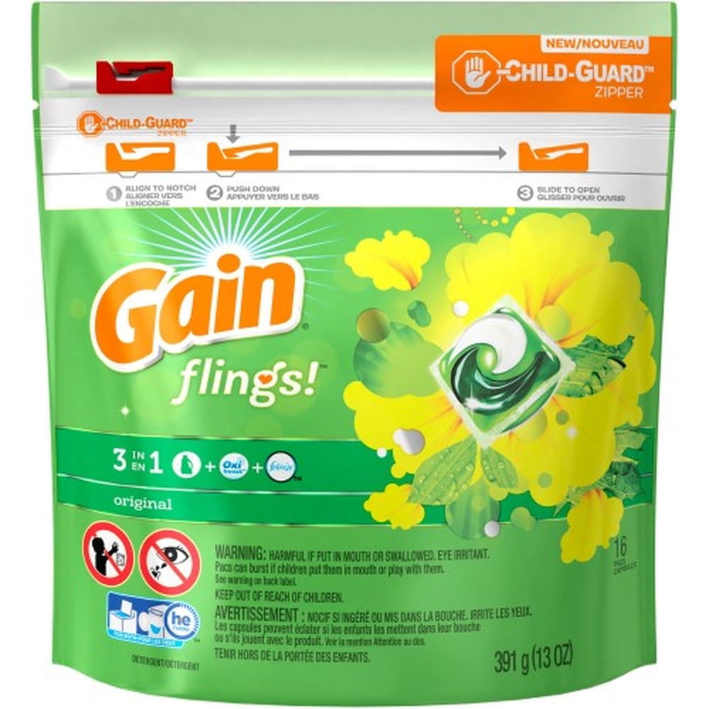 Gain Flings Laundry Detergent Packs Original (Pack of 5) - Walmart.com